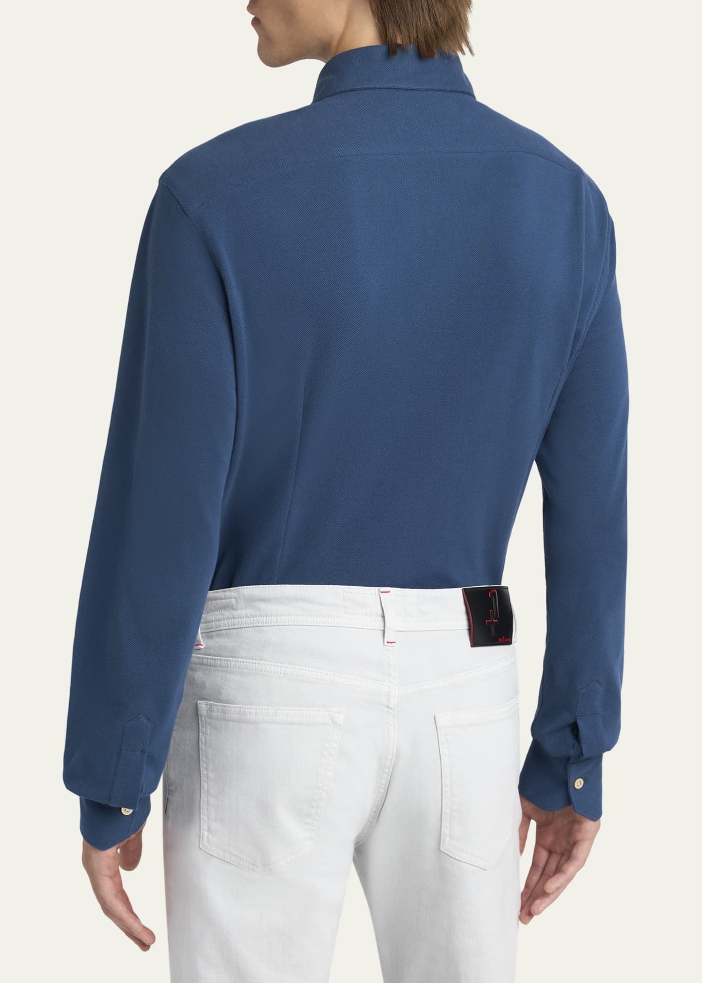 Kiton Men's Pique Button-Down Shirt with Bar Tack Pocket - Bergdorf Goodman