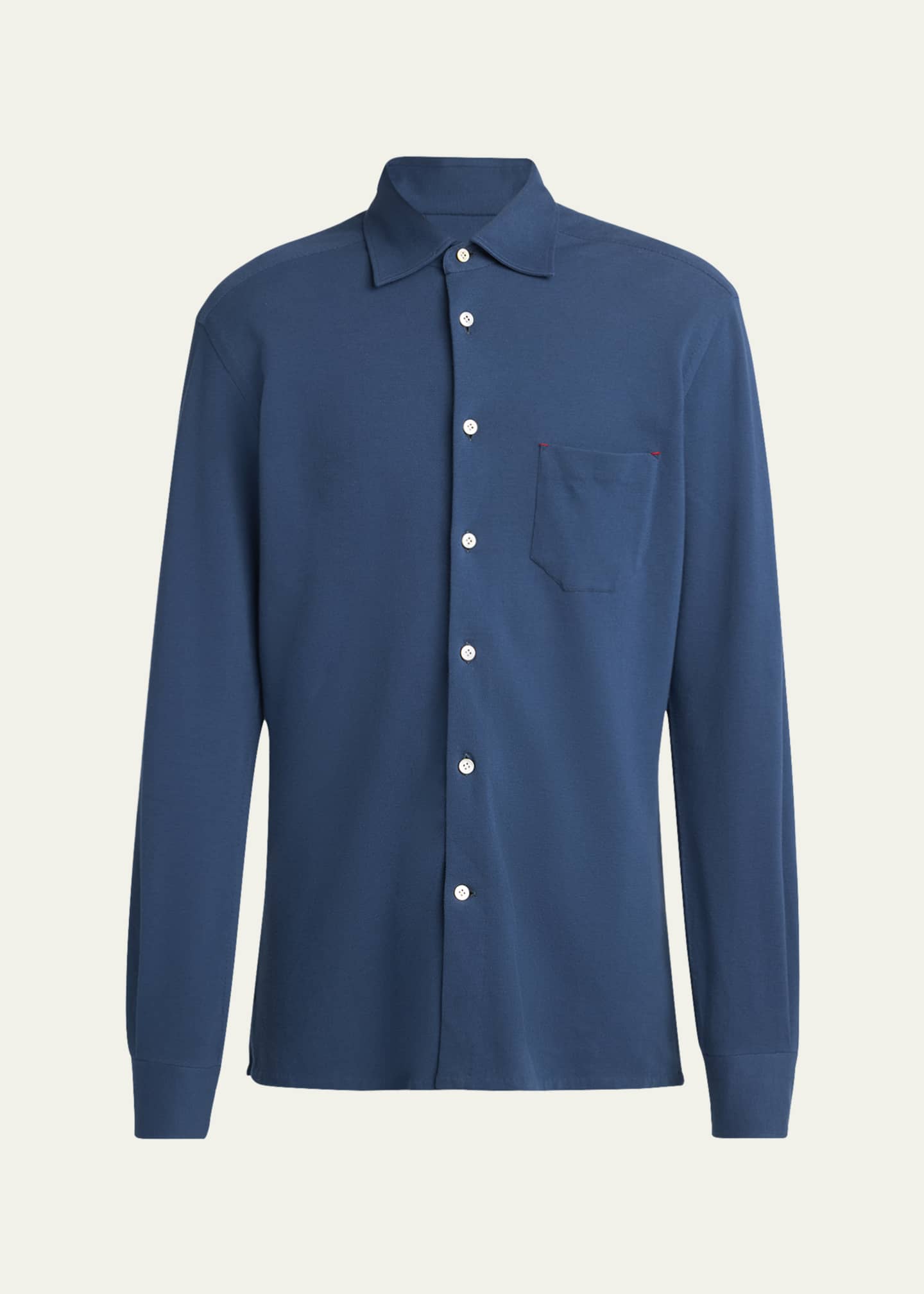 Kiton Men's Pique Button-Down Shirt with Bar Tack Pocket - Bergdorf Goodman