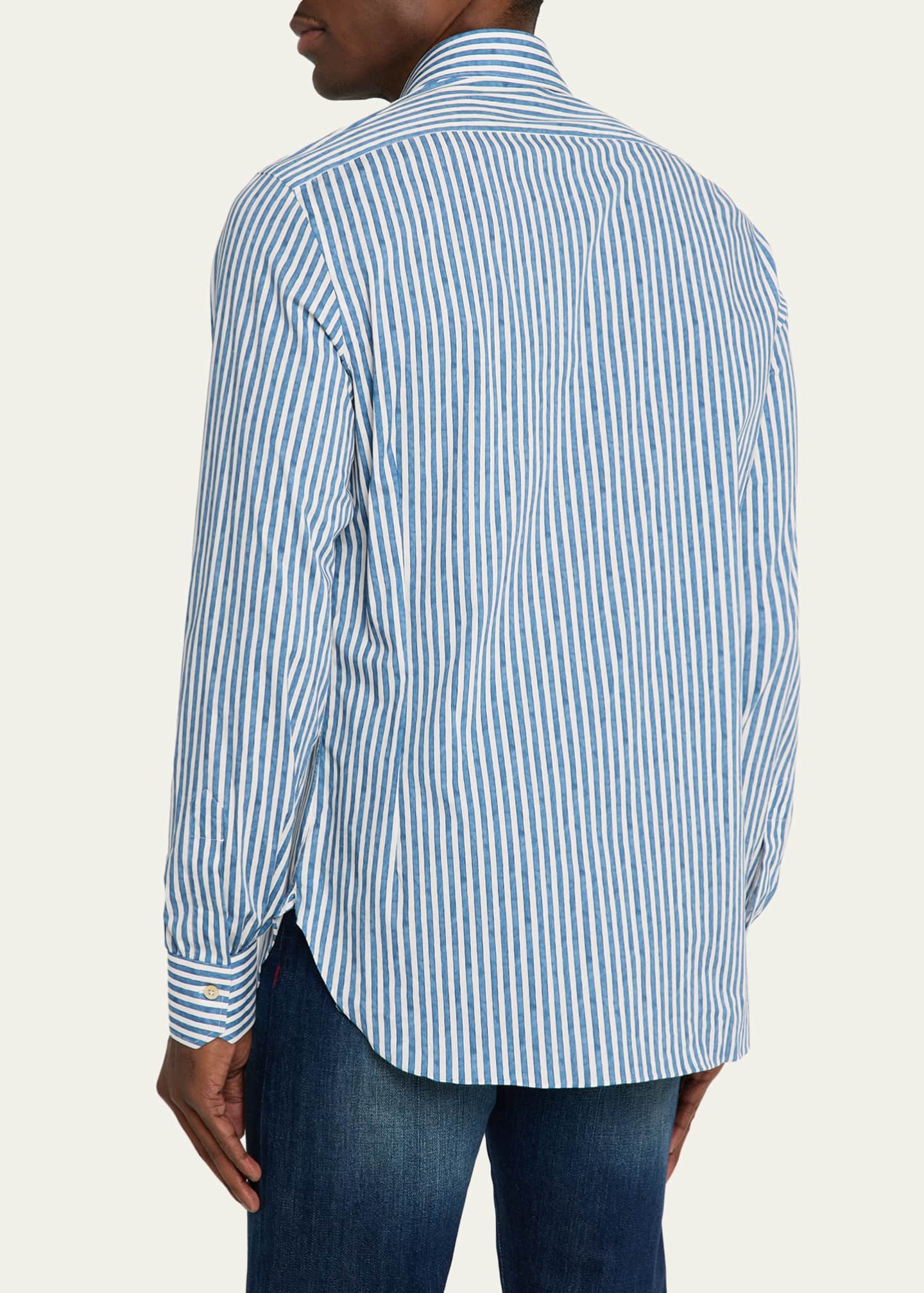 Kiton Men's Cotton-Stretch Stripe Button-Down Shirt - Bergdorf Goodman