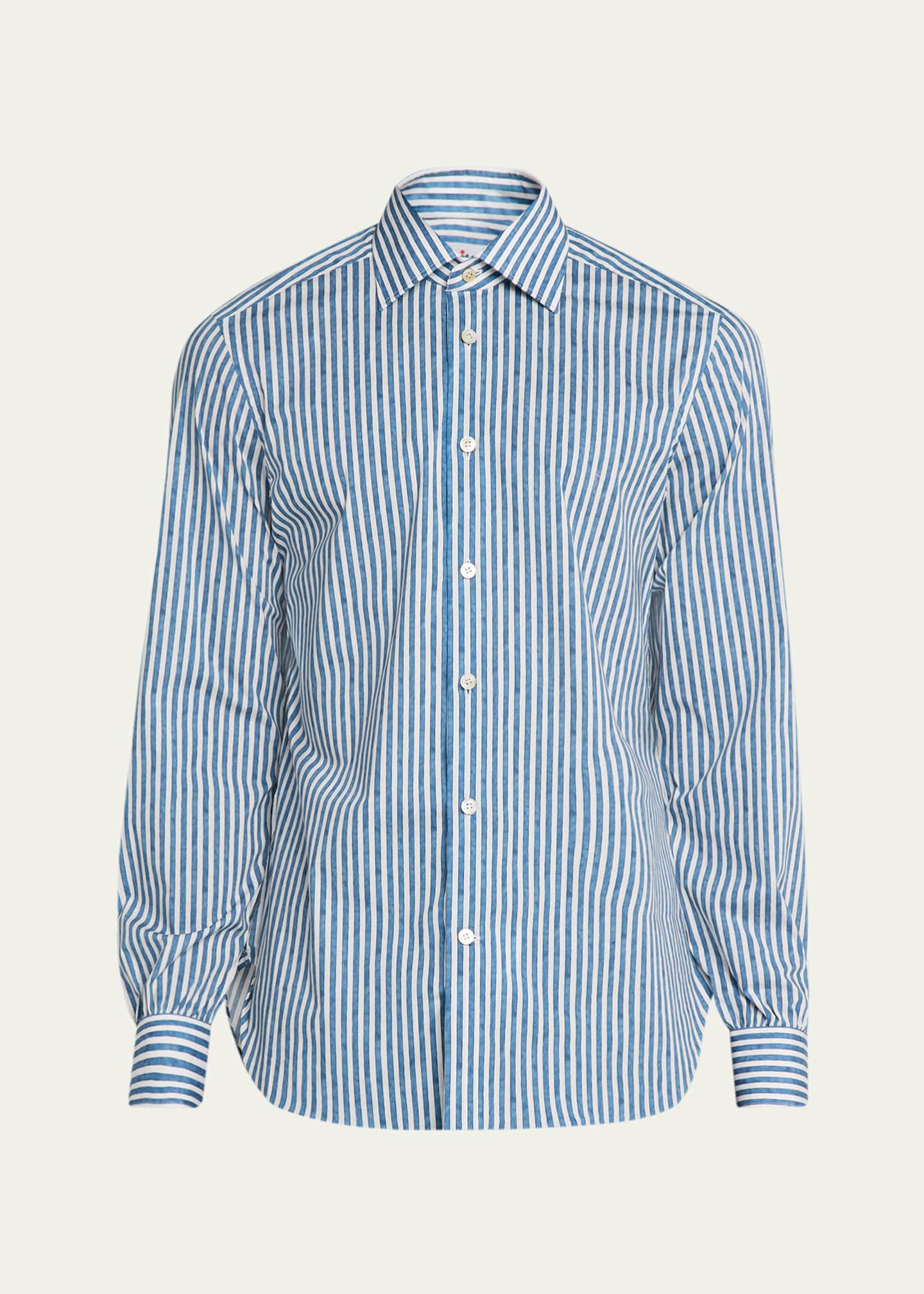 Kiton Men's Cotton-Stretch Stripe Button-Down Shirt - Bergdorf Goodman