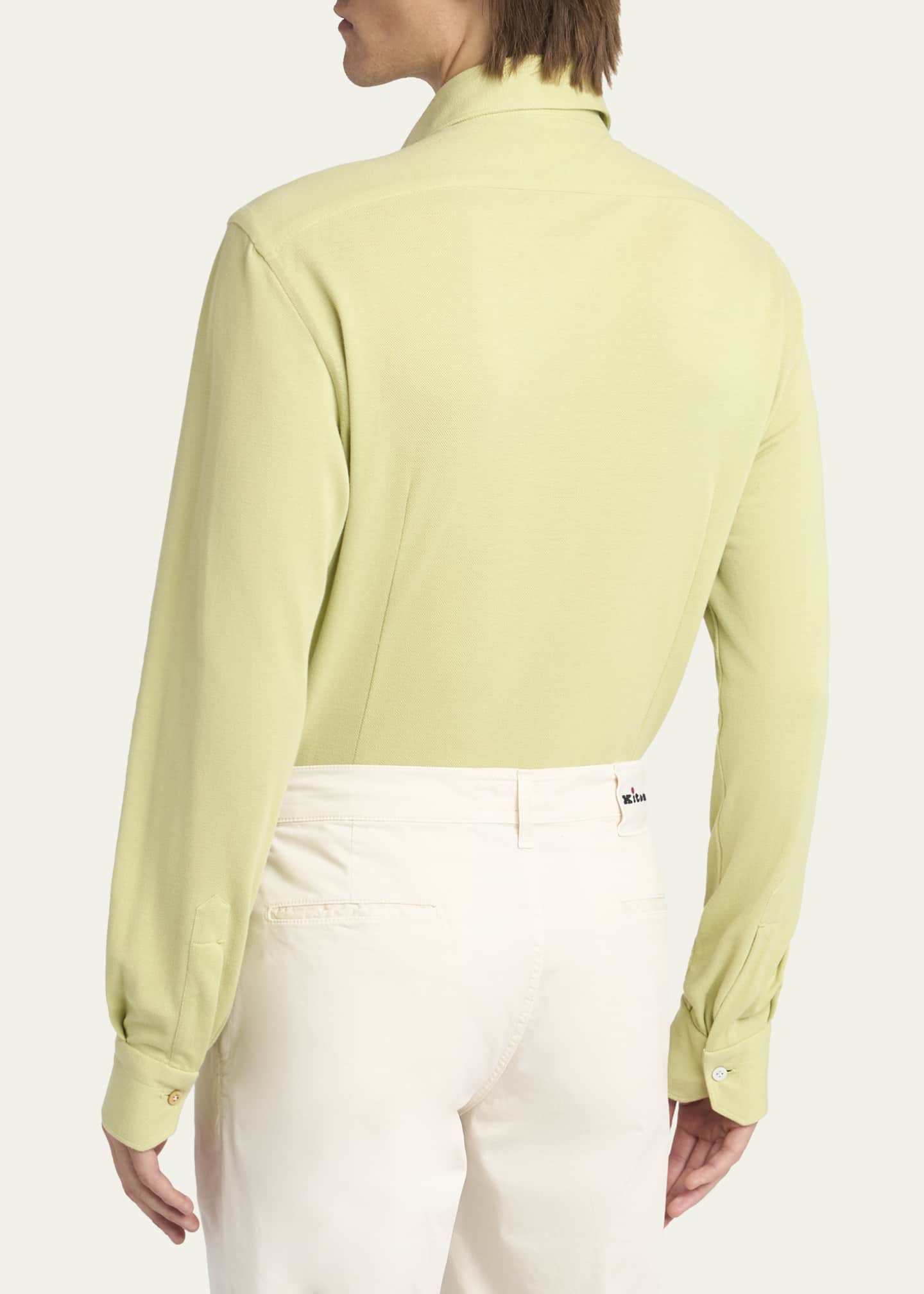 Kiton Men's Pique Button-Down Shirt with Bar Tack Pocket - Bergdorf Goodman