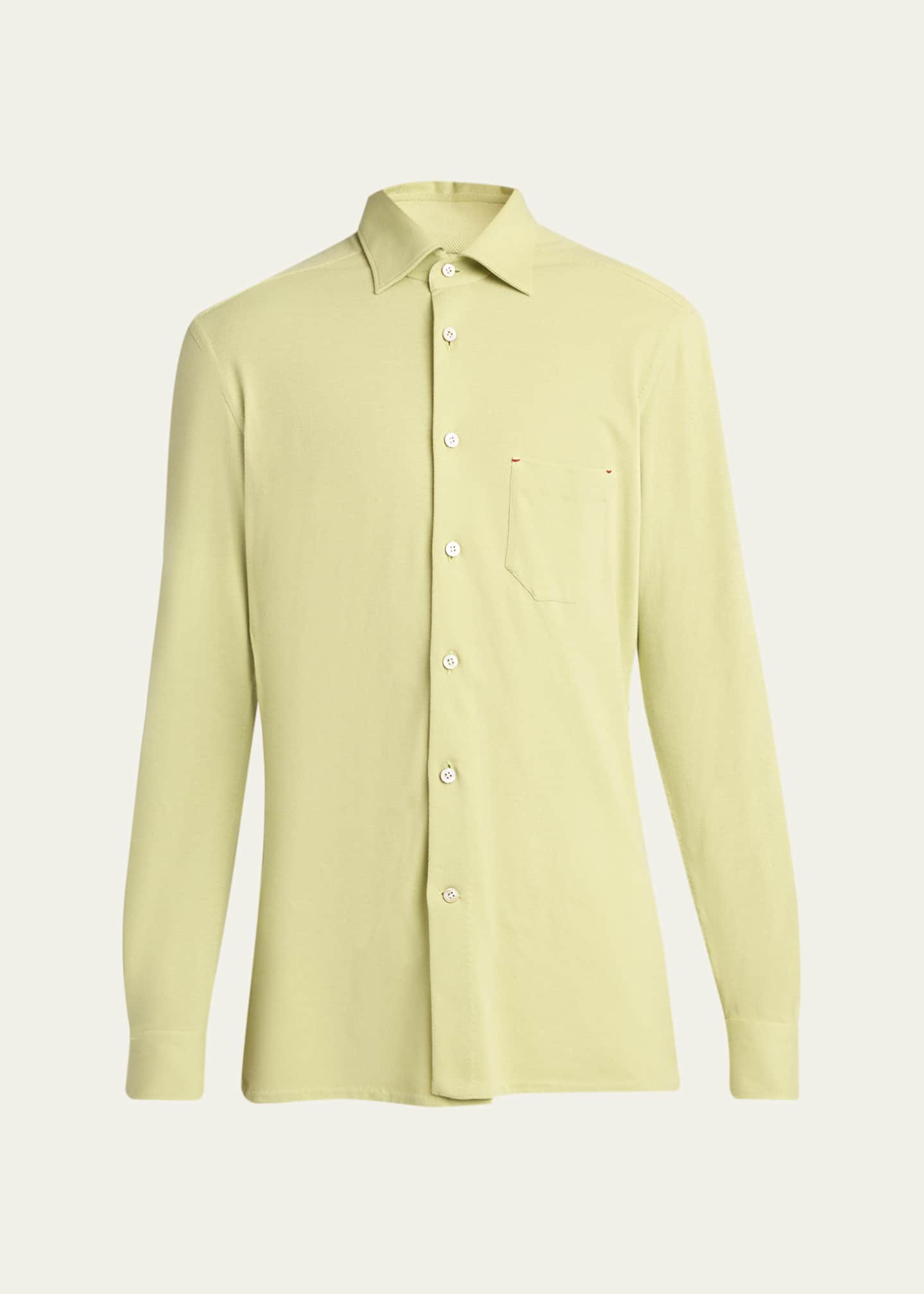 Kiton Men's Pique Button-Down Shirt with Bar Tack Pocket - Bergdorf Goodman