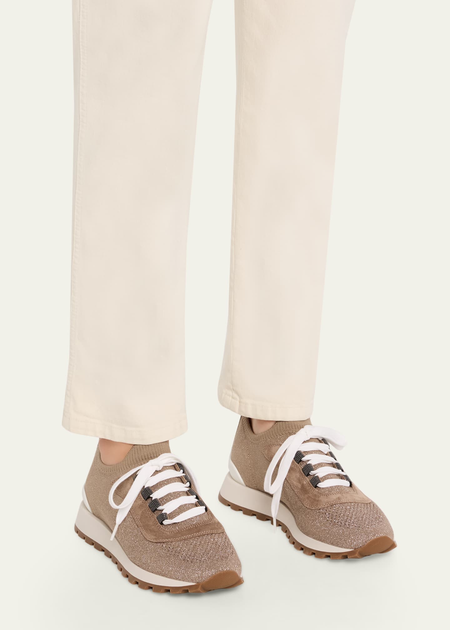 Brunello Cucinelli Sparkling Knit Runner Sneakers - Bergdorf Goodman