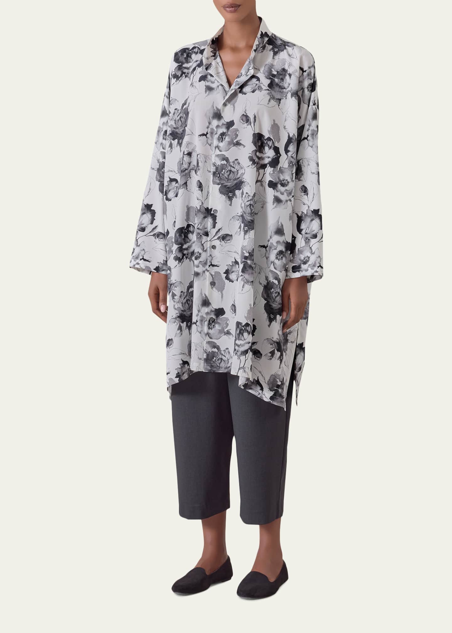 Eskandar Floral-Print Silk Chiffon Tunic - Bergdorf Goodman