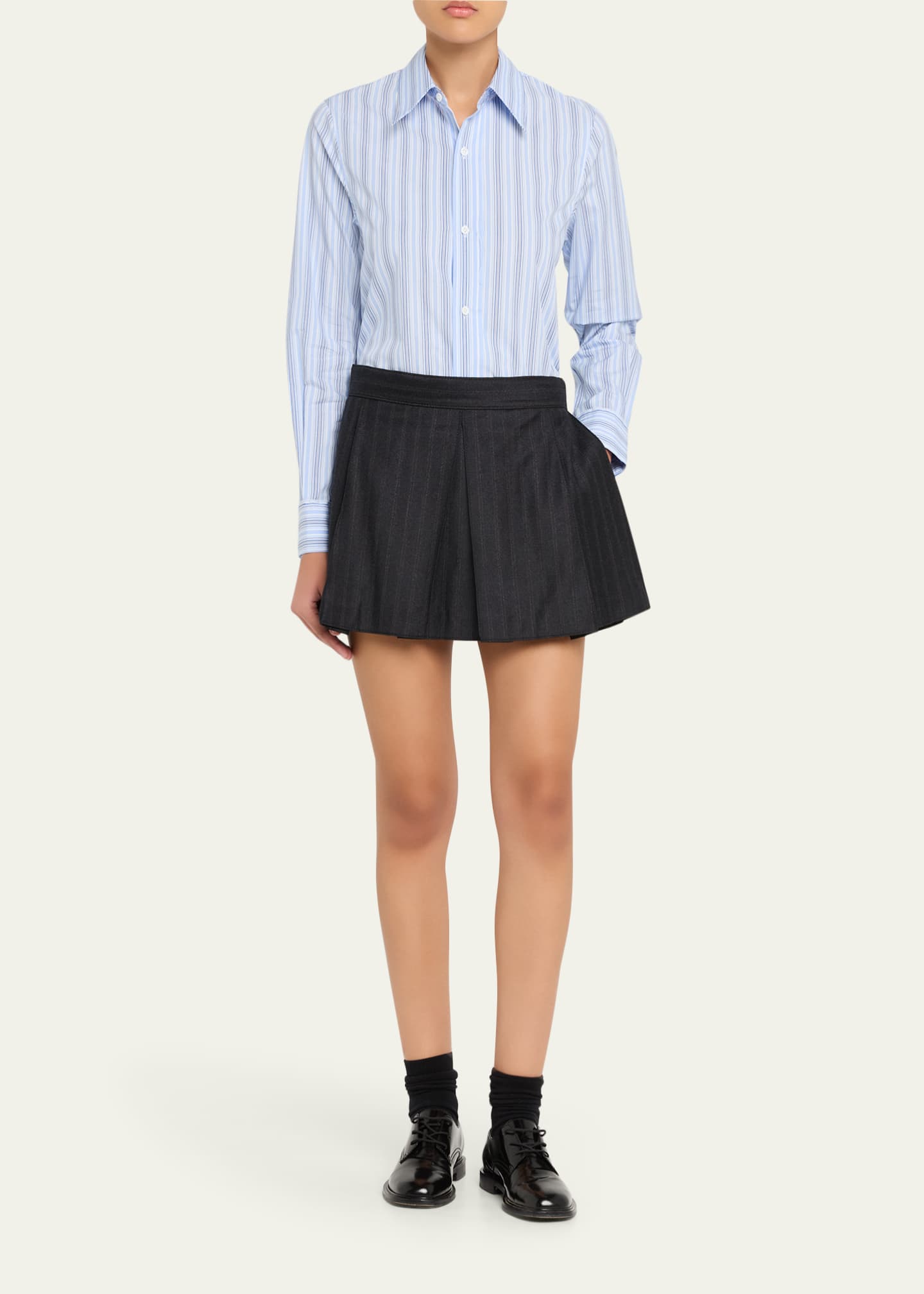 WE-AR4 The Jane Pleated Pinstripe Wool Mini Skirt - Bergdorf Goodman