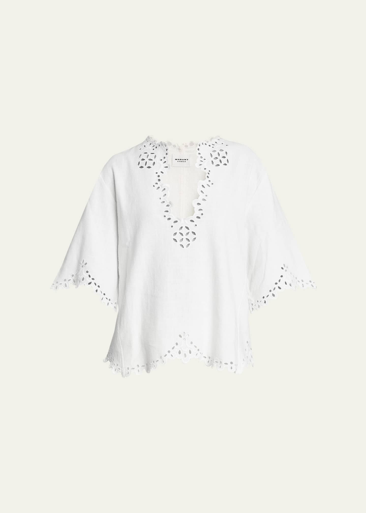 Etoile Isabel Marant Shana Eyelet Cotton Poplin Top - Bergdorf Goodman