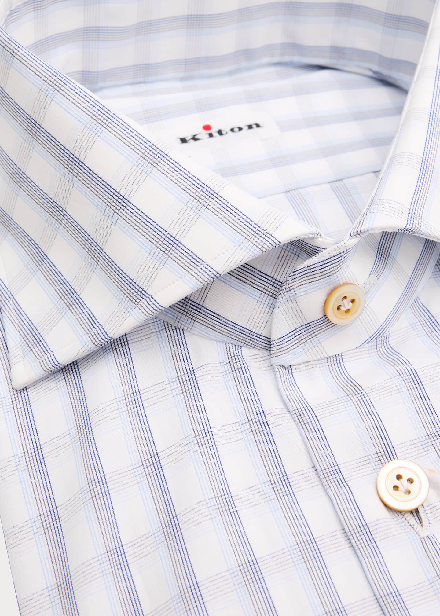 Kiton Men's Check Cotton Dress Shirt - Bergdorf Goodman