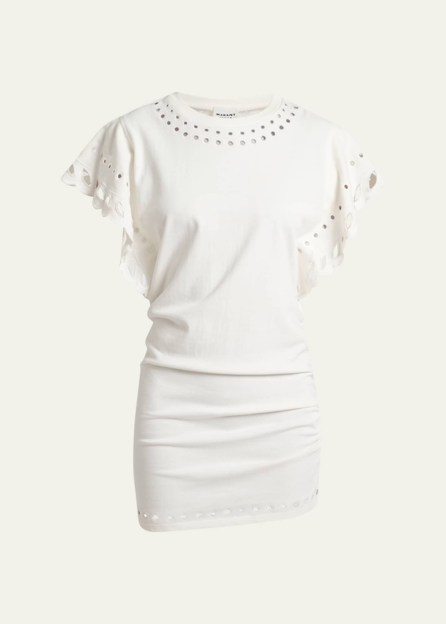 Etoile Isabel Marant Orlane Eyelet Ruffle-Sleeve Mini T-Shirt Dress ...