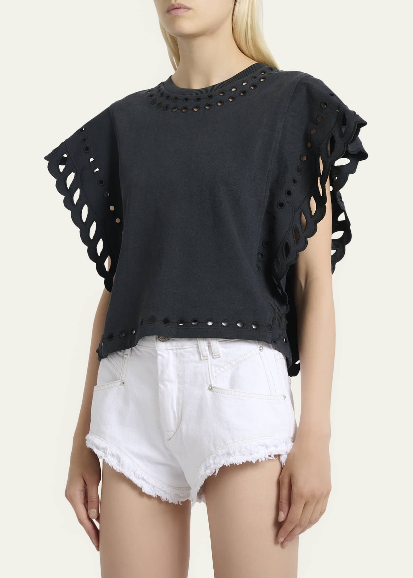 Etoile Isabel Marant Odyle Eyelet Embroidered Ruffle Blouse - Bergdorf ...