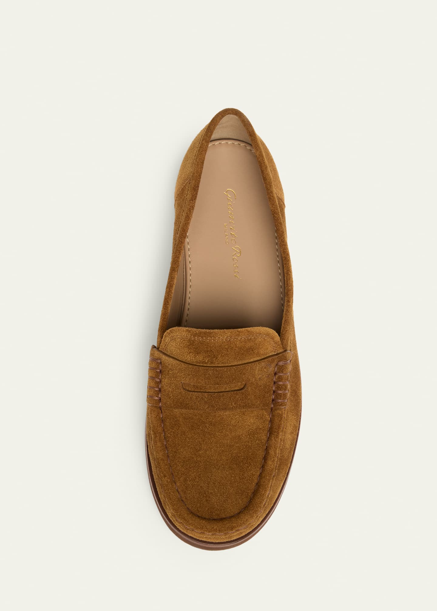 Gianvito Rossi Suede Penny Loafers - Bergdorf Goodman