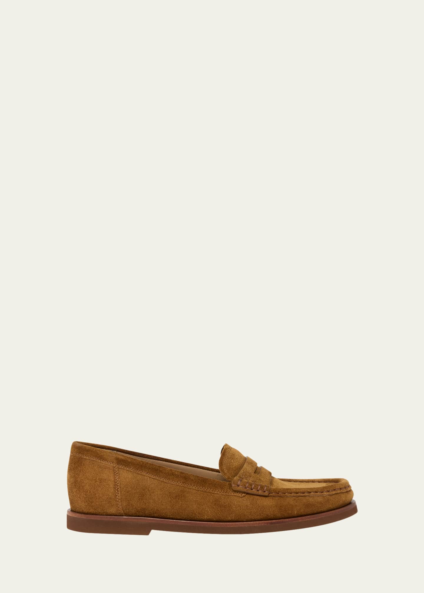 Gianvito Rossi Suede Penny Loafers - Bergdorf Goodman