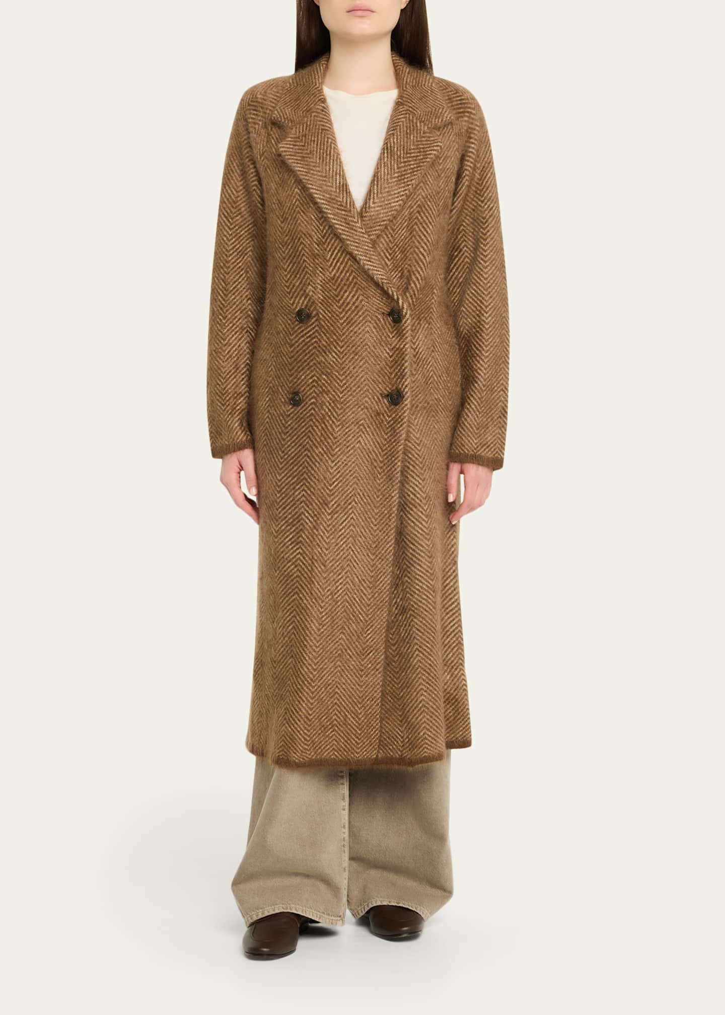 Guest in Residence Grizzly Herringbone Cashmere Double-Breasted Coat ...