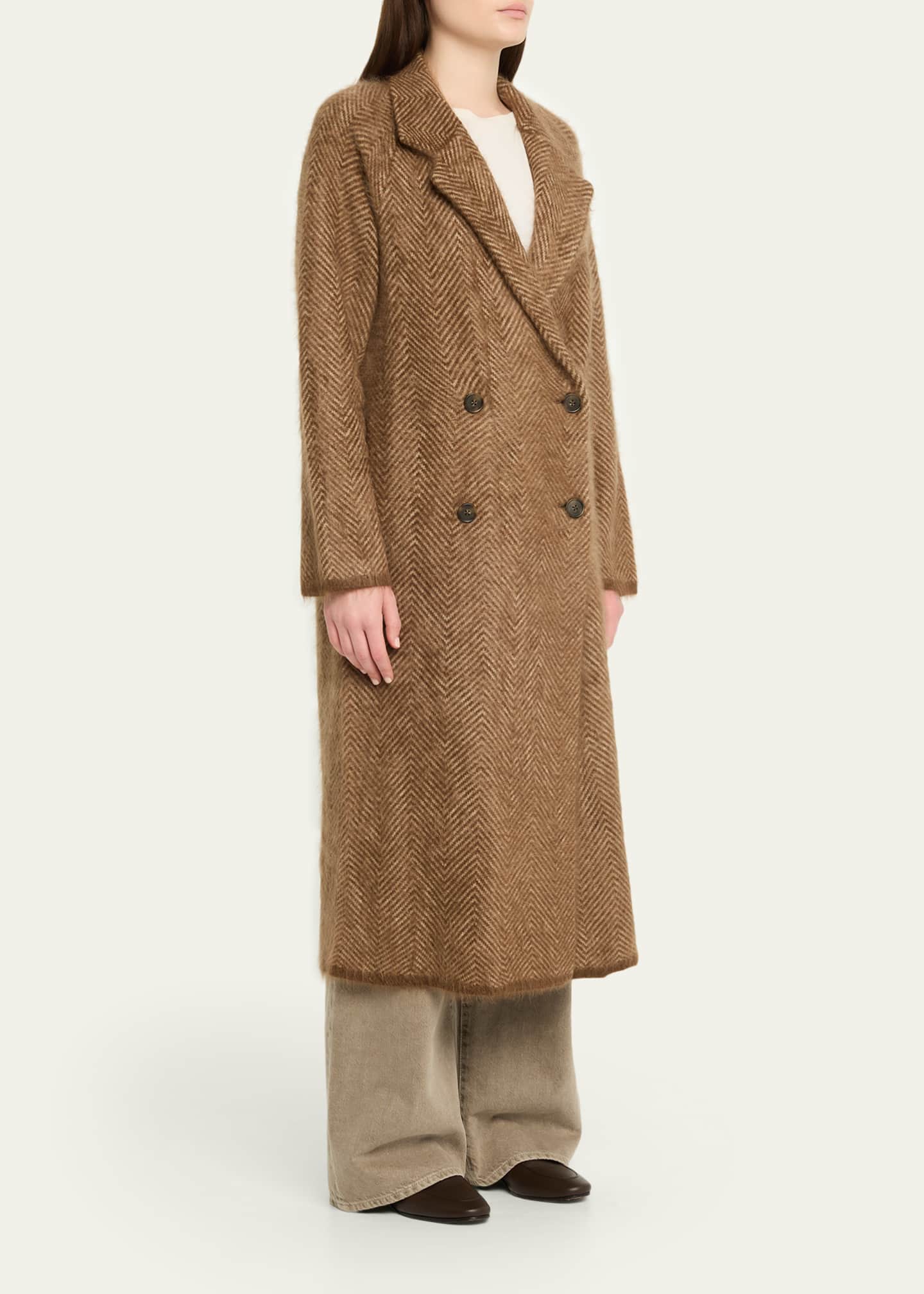 Guest in Residence Grizzly Herringbone Cashmere Double-Breasted Coat ...