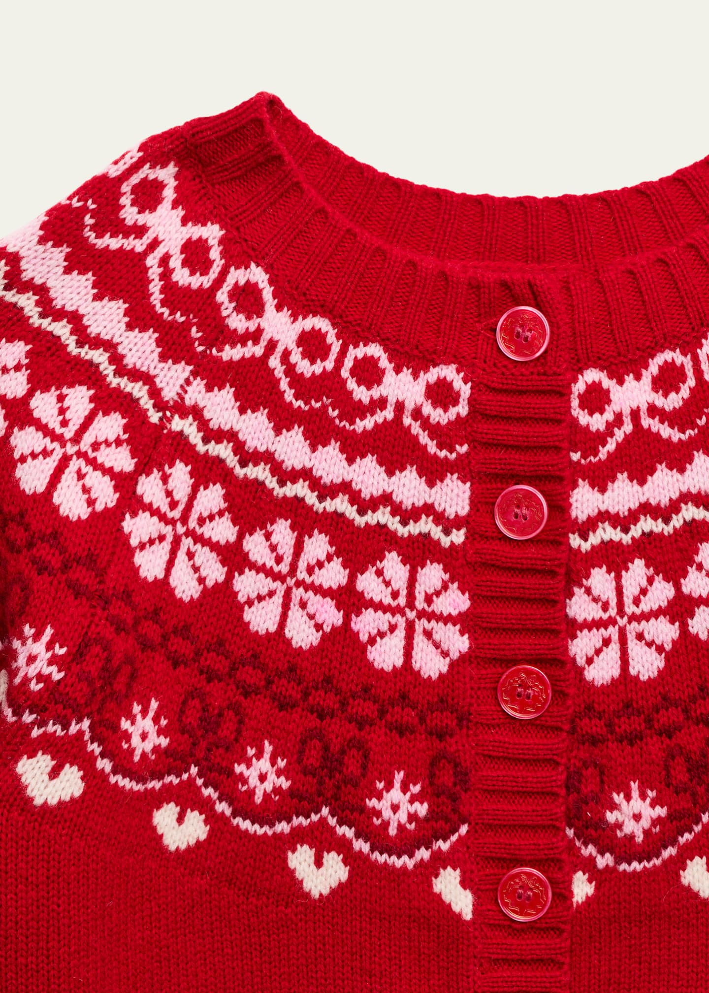 LoveShackFancy Girl's Wrenna Fair Isle Wool Cardigan, Size 2-6 ...