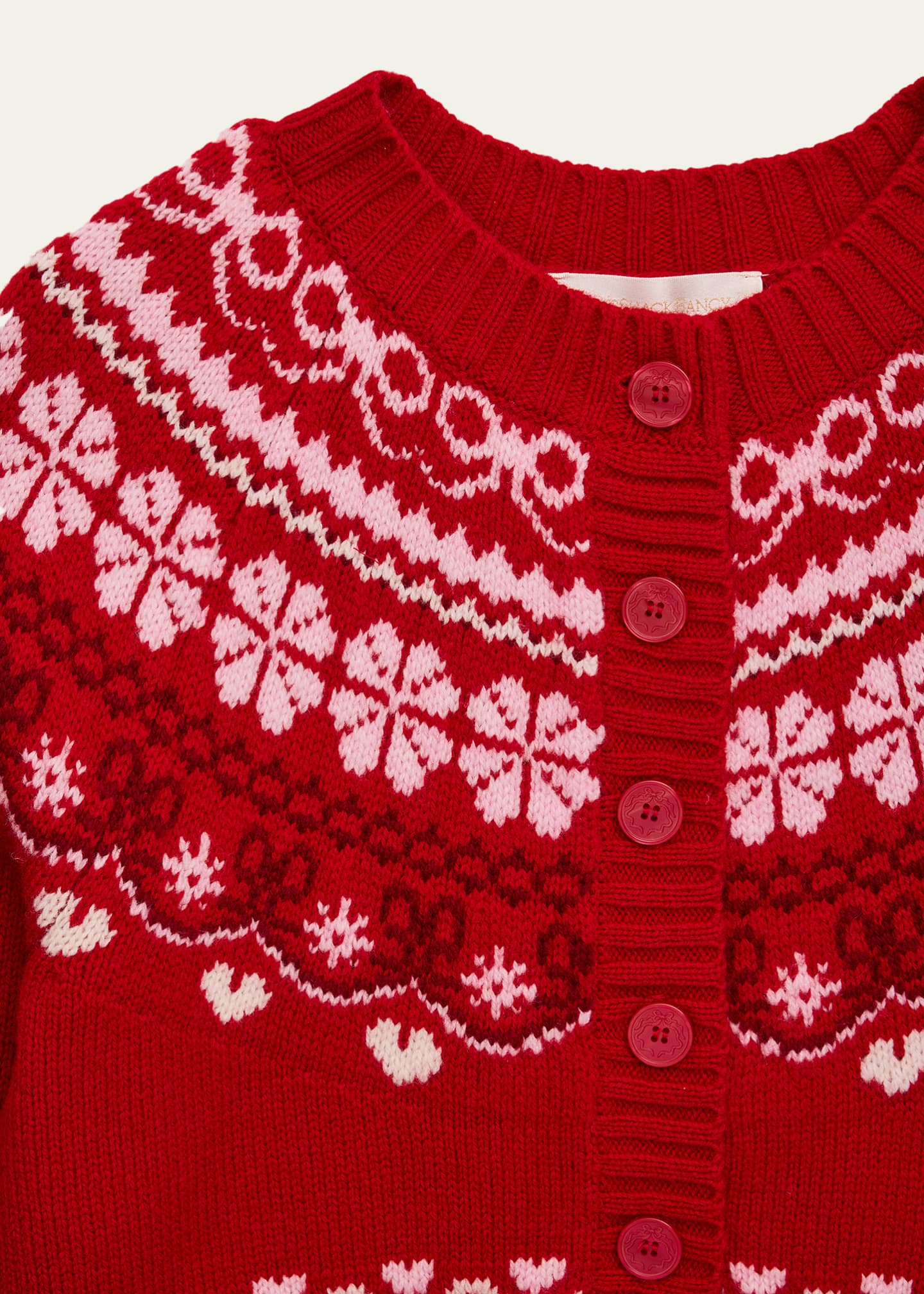 LoveShackFancy Girl's Wrenna Tween Fair Isle Wool Cardigan, Size S-L ...