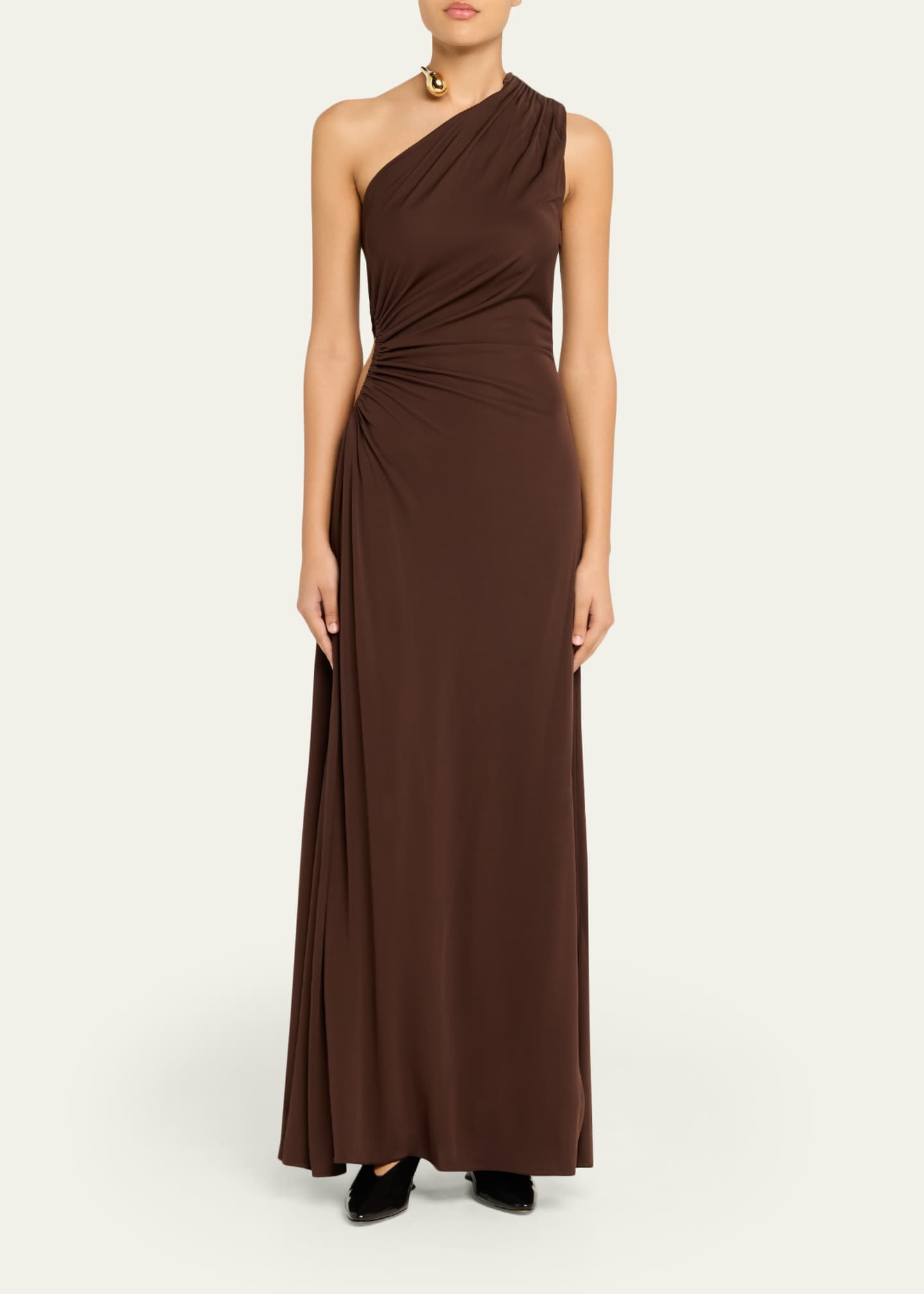 Bottega Veneta Crepe Viscose Jersey One-Shoulder Dress - Bergdorf Goodman