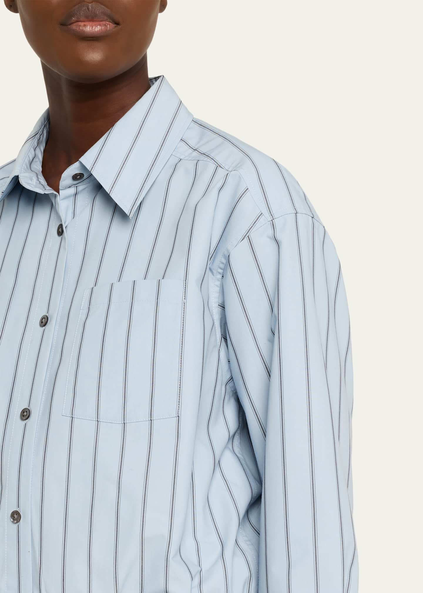 3.1 Phillip Lim Striped Cropped Button-Front Shirt - Bergdorf Goodman