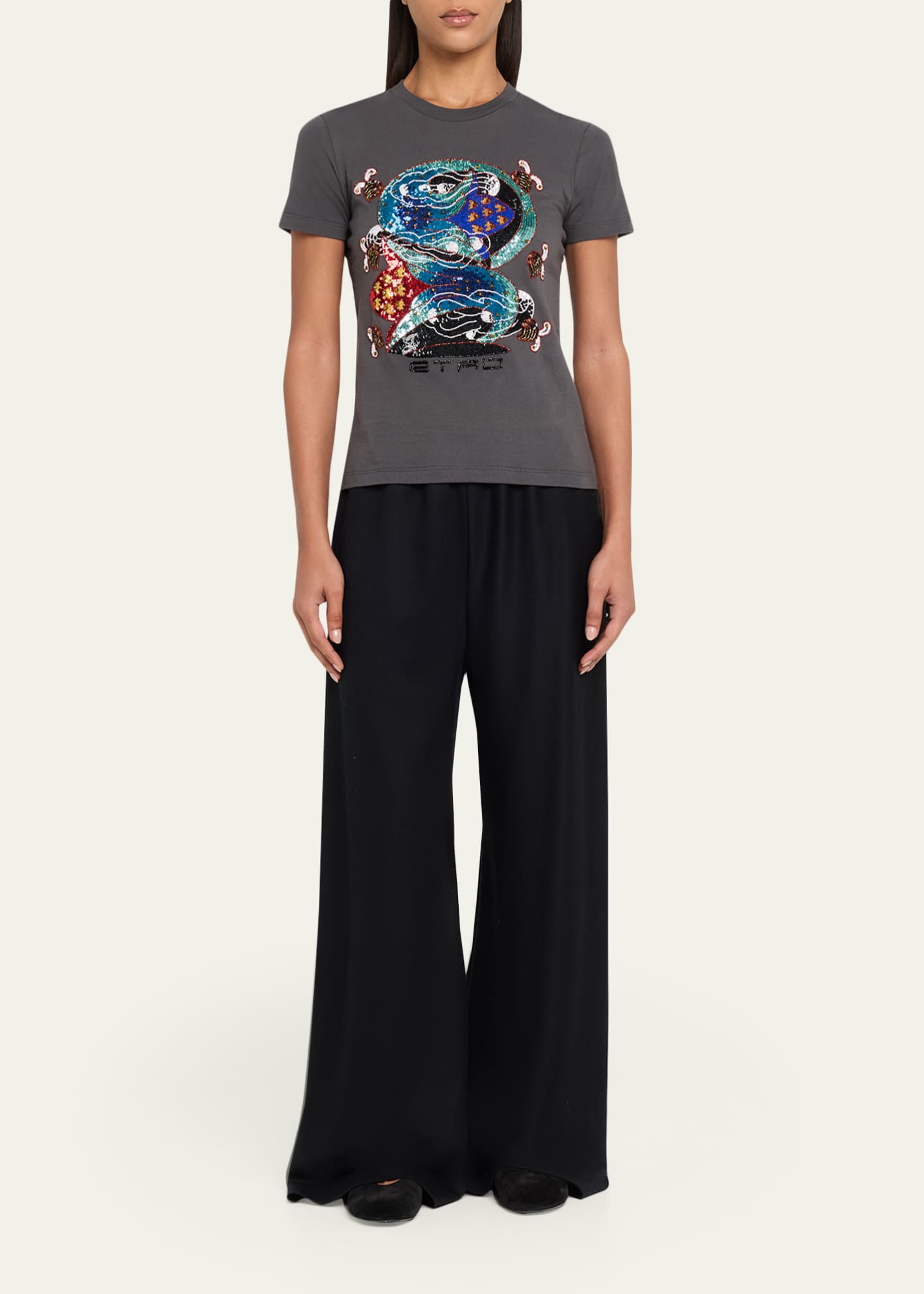 Etro Short-Sleeve Embroidered Graphic T-Shirt - Bergdorf Goodman
