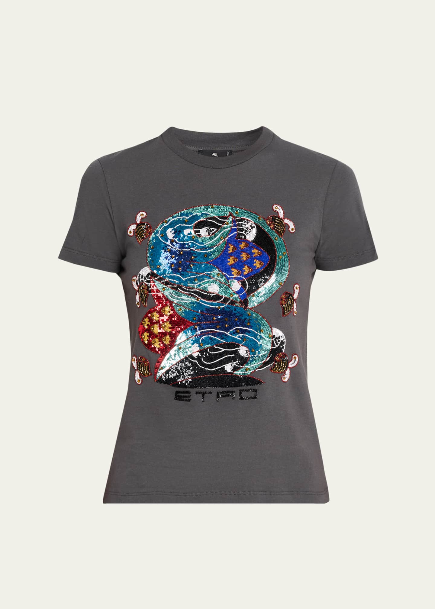 Etro Short-Sleeve Embroidered Graphic T-Shirt - Bergdorf Goodman