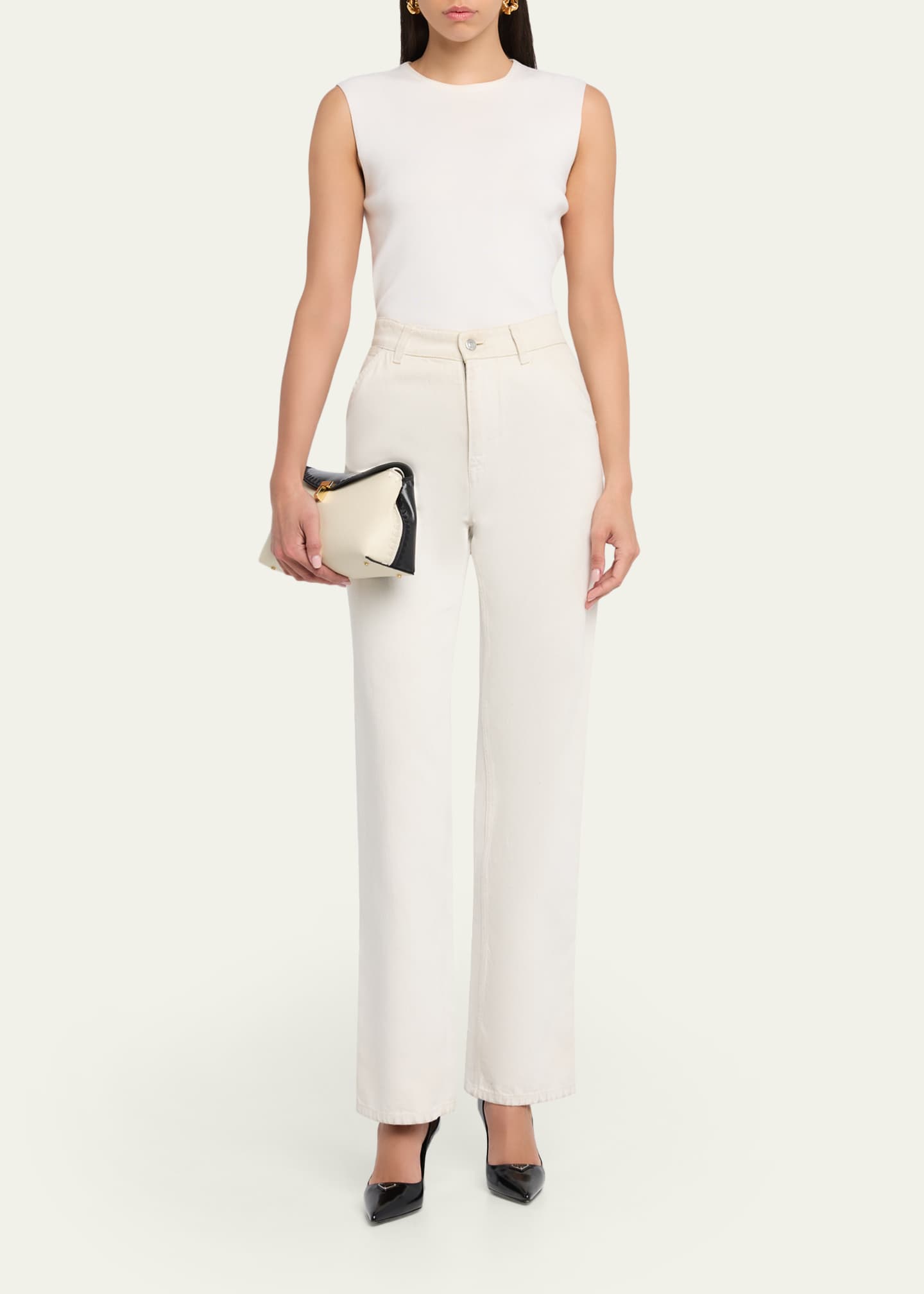 Toteme T-Lock Embroidered Leather Shoulder Bag - Bergdorf Goodman