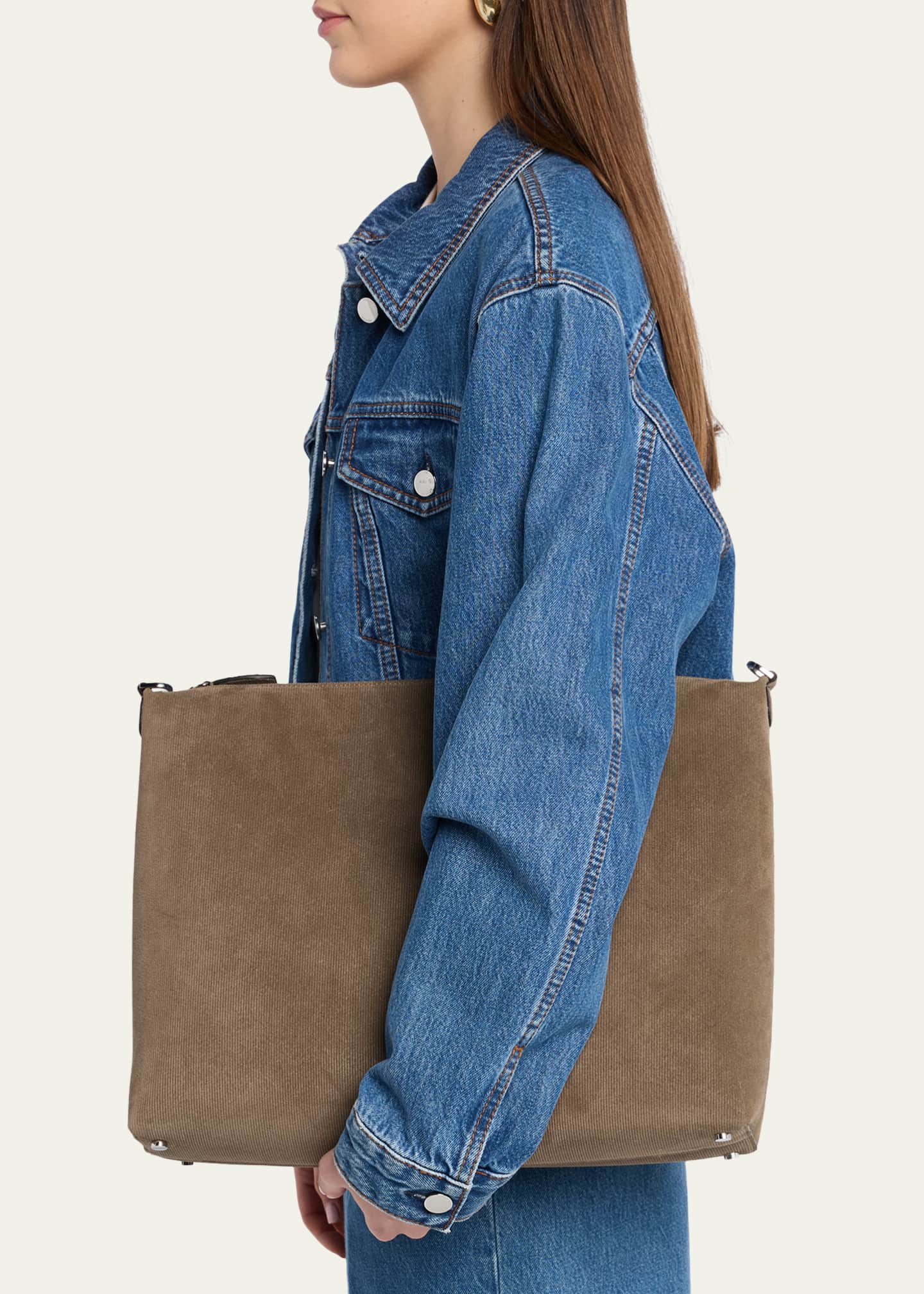 Toteme Medium Bevel Corduroy-Effect Suede Shoulder Bag - Bergdorf Goodman