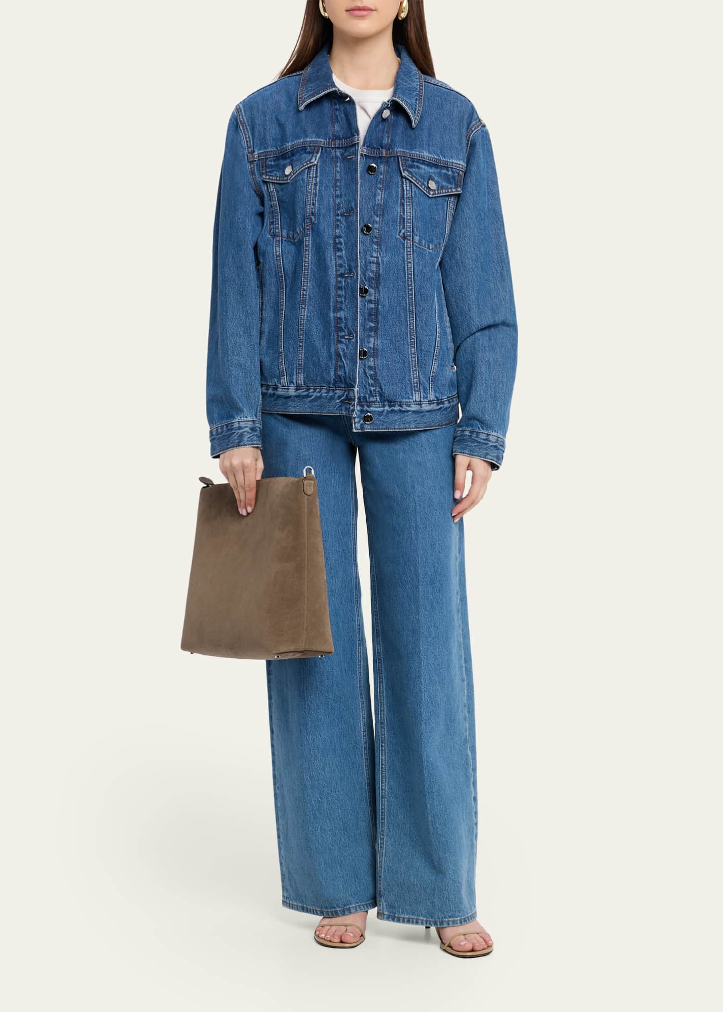 Toteme Medium Bevel Corduroy-Effect Suede Shoulder Bag - Bergdorf Goodman