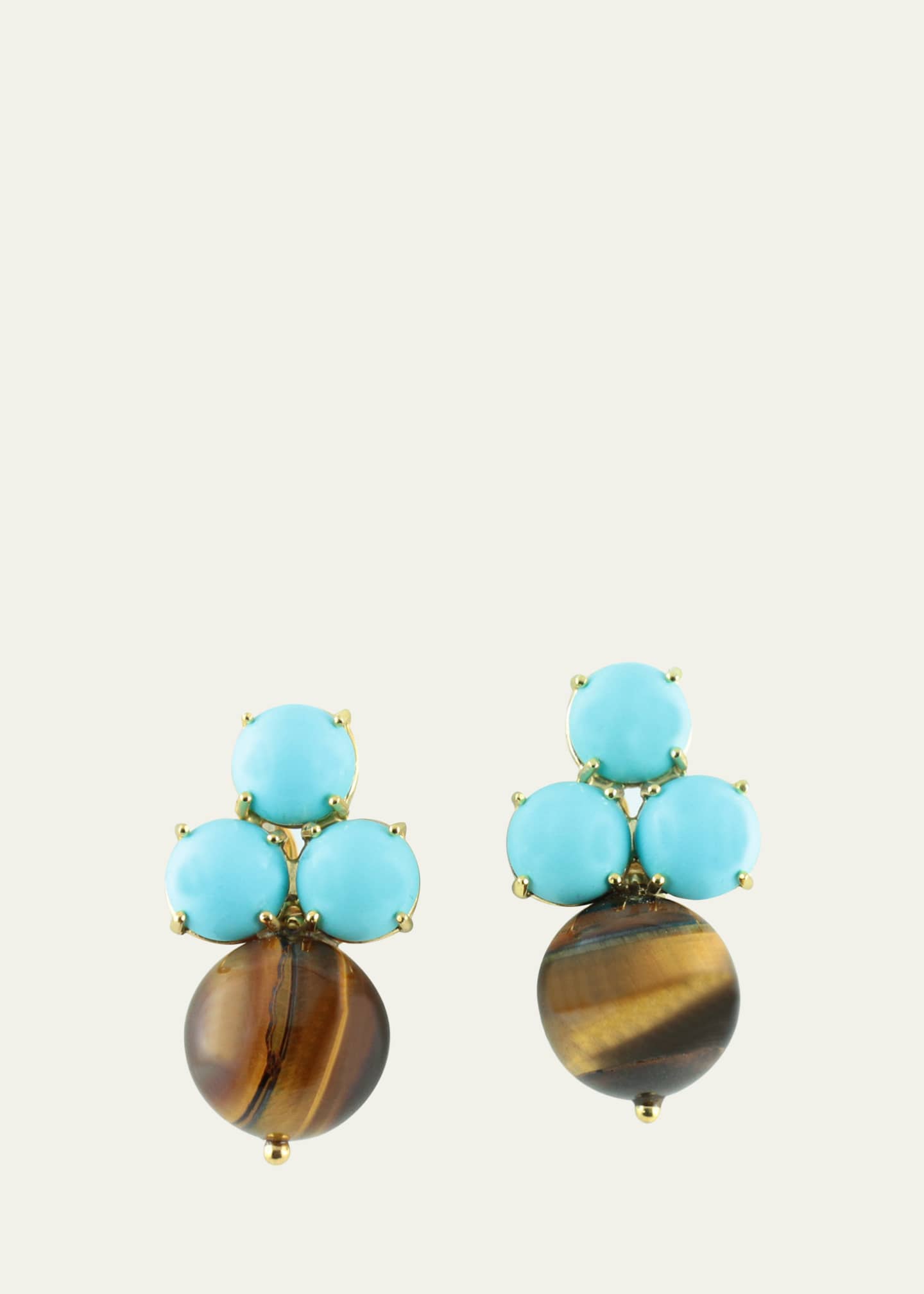 Grazia And Marica Vozza Tris and Boule Earrings with Tiger's Eye and ...
