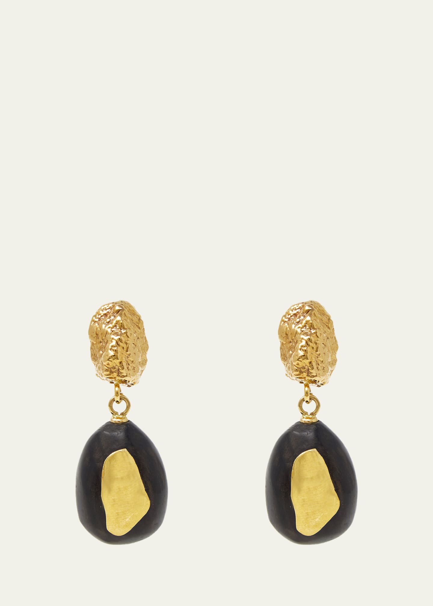 Grazia And Marica Vozza Ebony Wood and Gold Nugget Earrings - Bergdorf ...