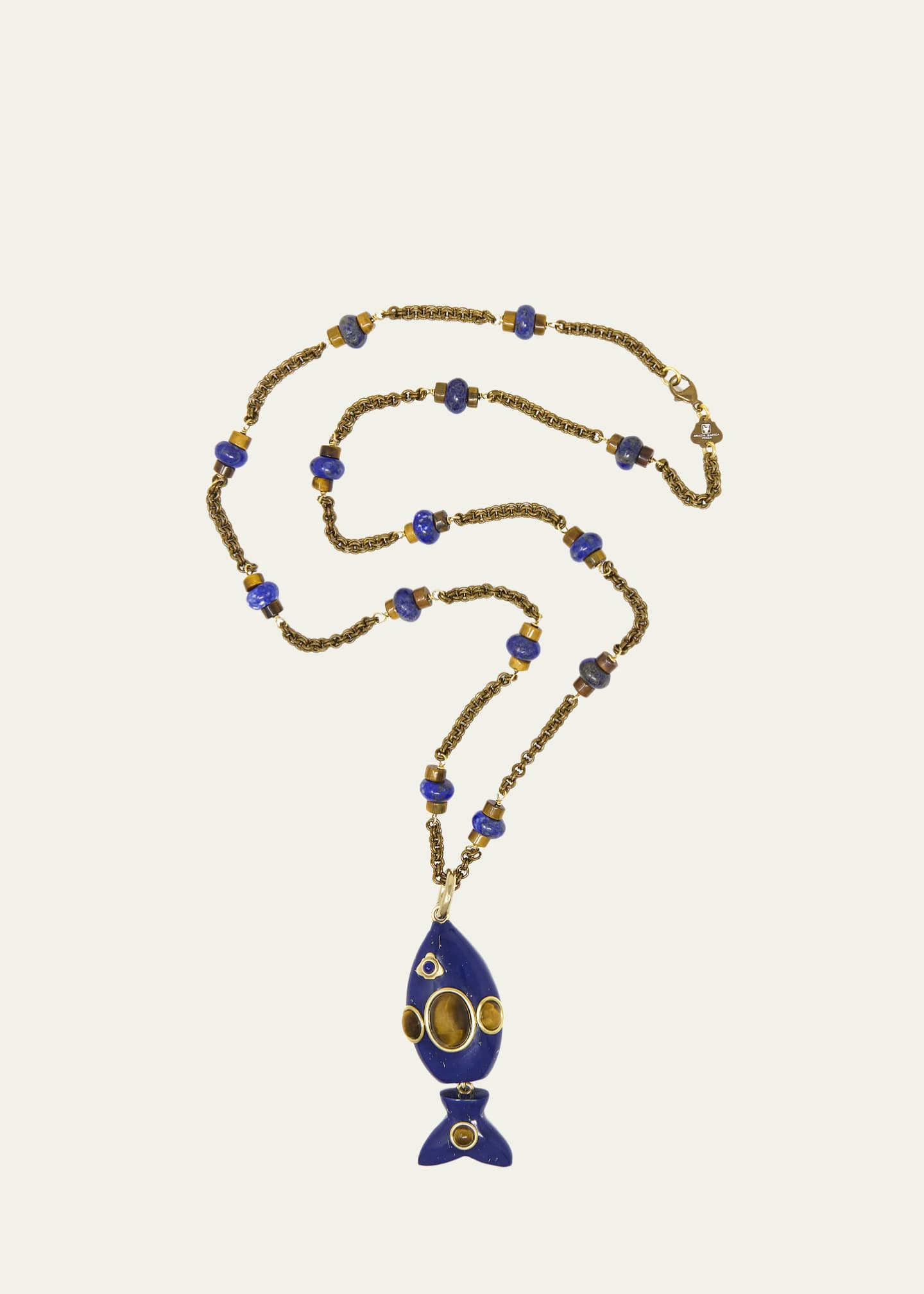 Grazia And Marica Vozza Blue Resin and Tiger's Eye Fish Pendant ...