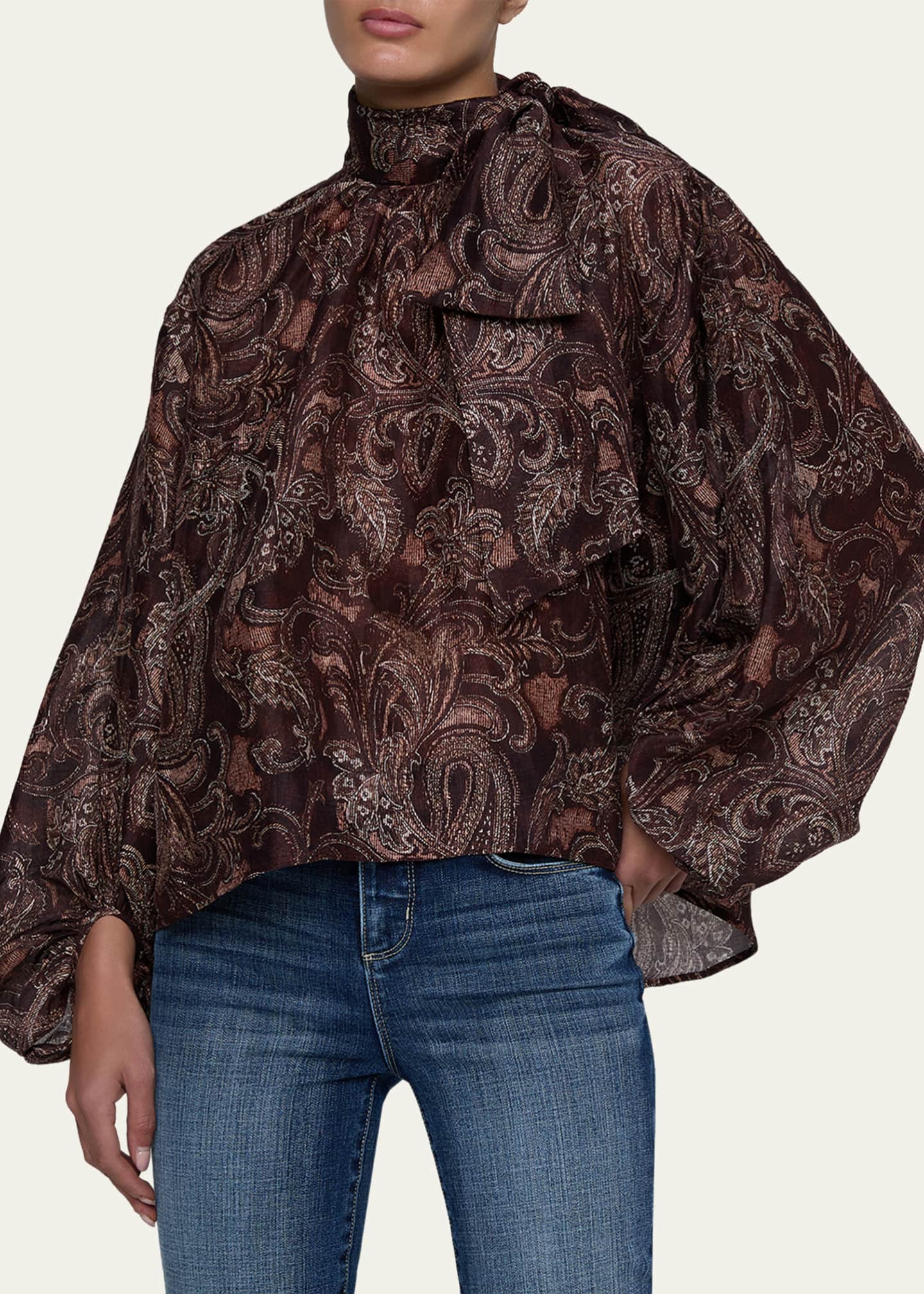 L'Agence Rhett Paisley Organza Blouse - Bergdorf Goodman
