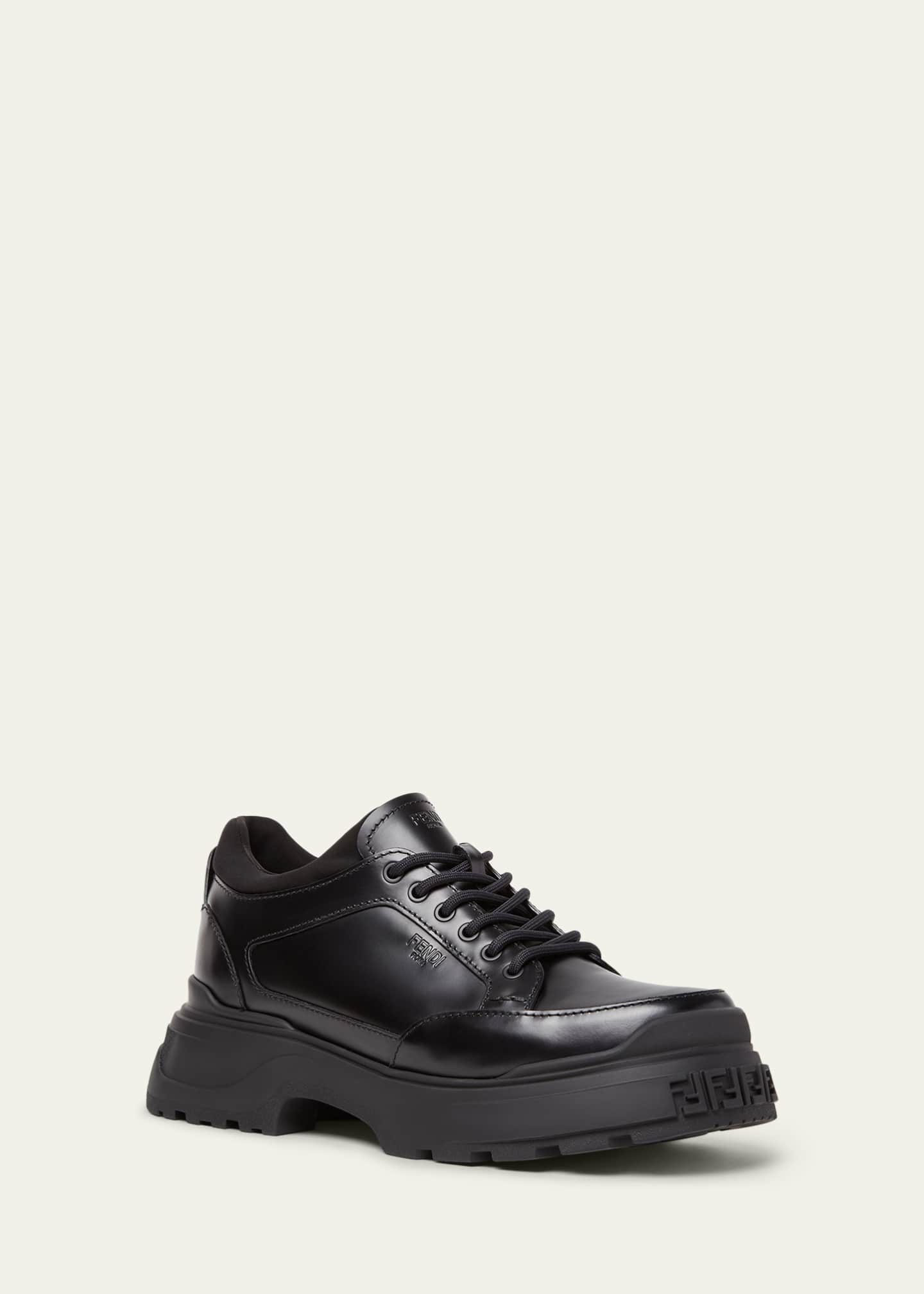 Fendi Men's Force Light Leather Chunky Sneakers - Bergdorf Goodman