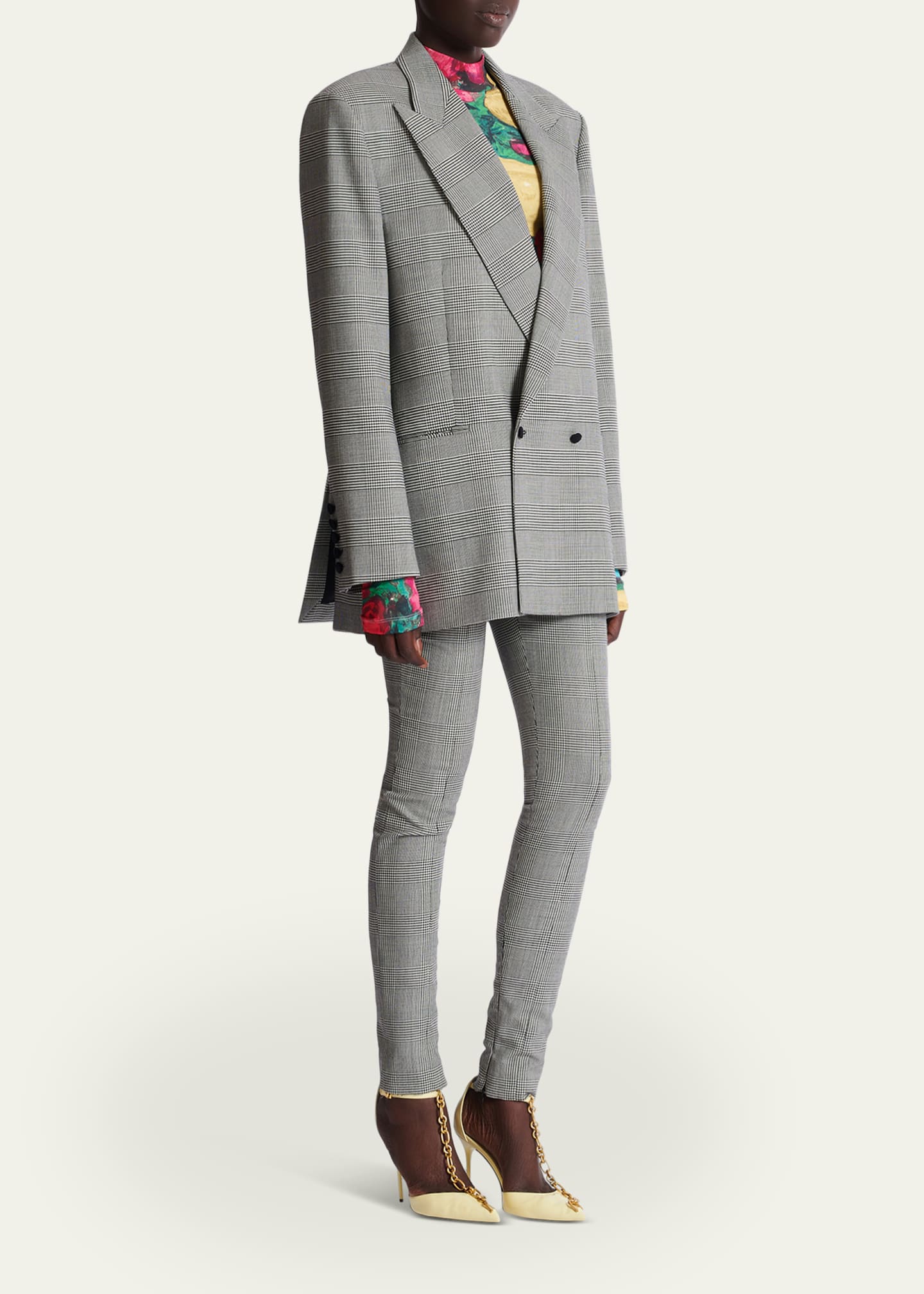 Balmain Prince Of Wales Double-Breasted Blazer Jacket - Bergdorf Goodman