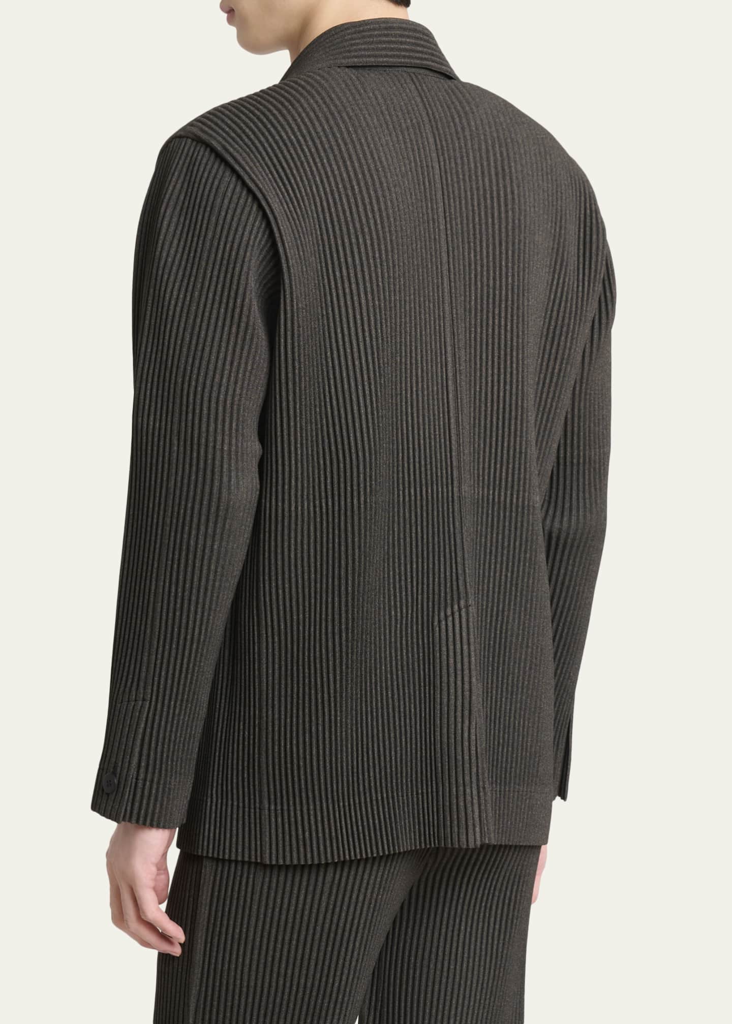 Homme Plisse Issey Miyake Men's Wool Like Light Pleated Single-Breasted ...