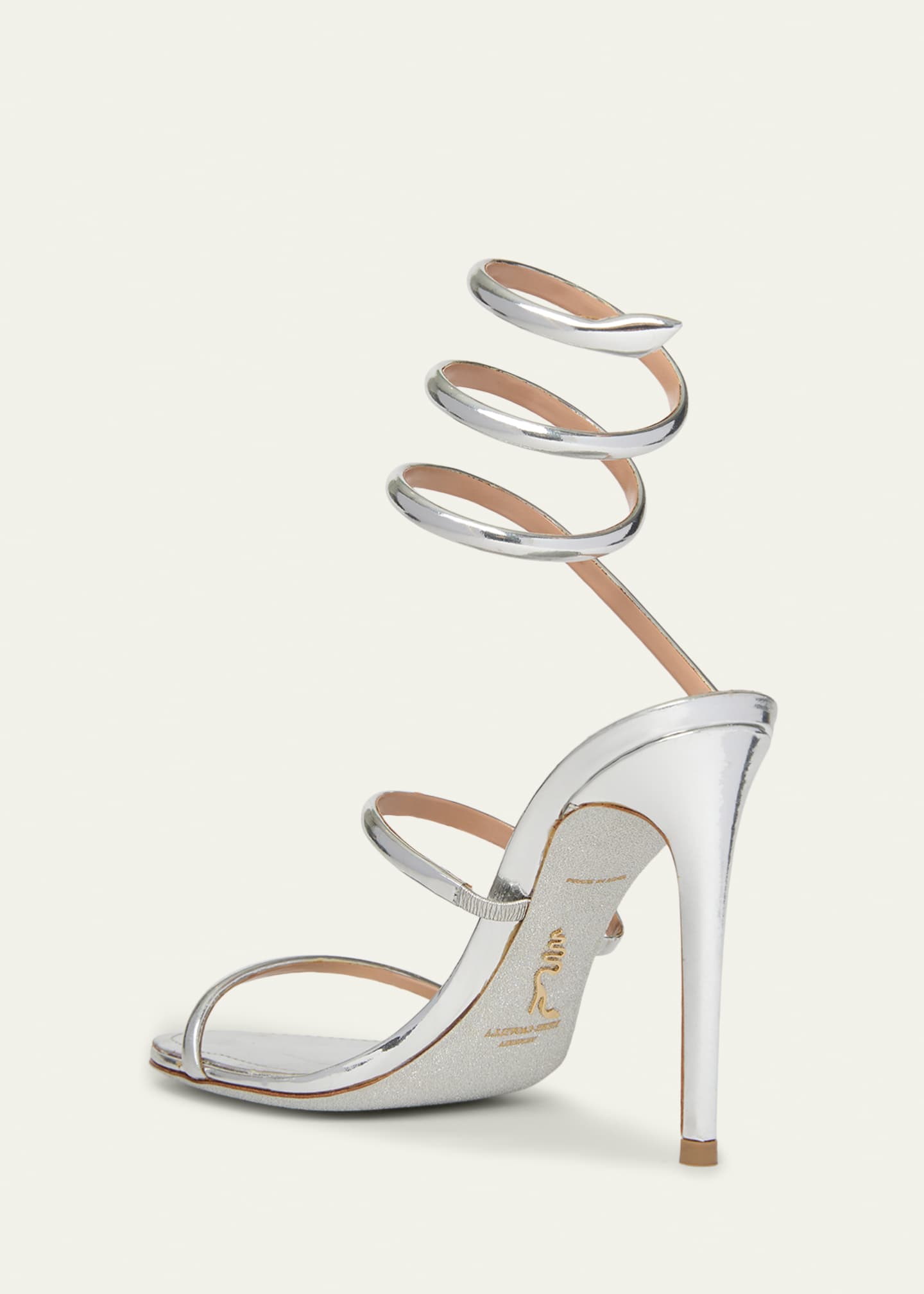Rene Caovilla 105mm Cleo Metallic Leather Sandals - Bergdorf Goodman