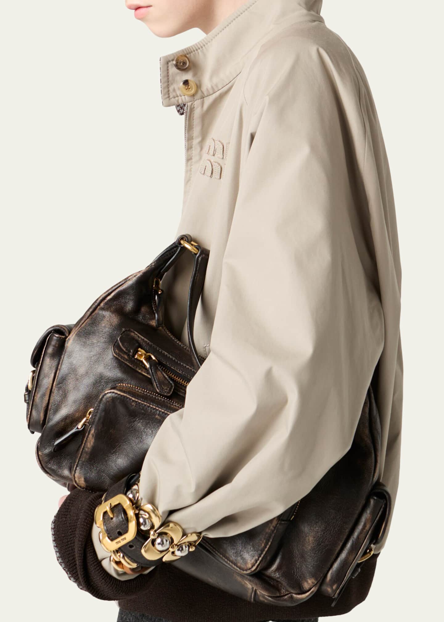 Miu Miu Reversible Houndstooth Zip Jacket - Bergdorf Goodman