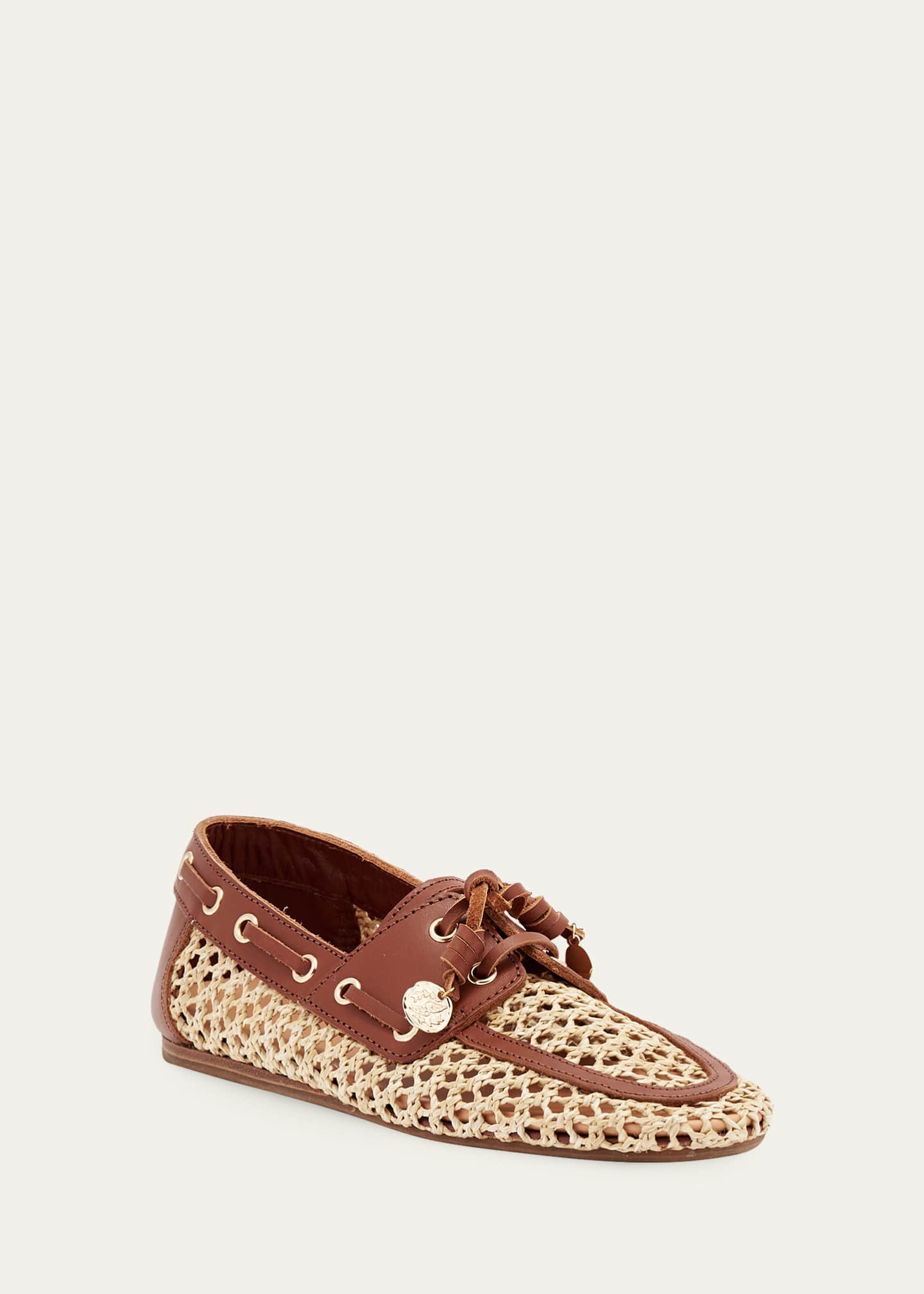 Ancient Greek Sandals Pliaria Raffia and Leather Boat Shoes - Bergdorf ...
