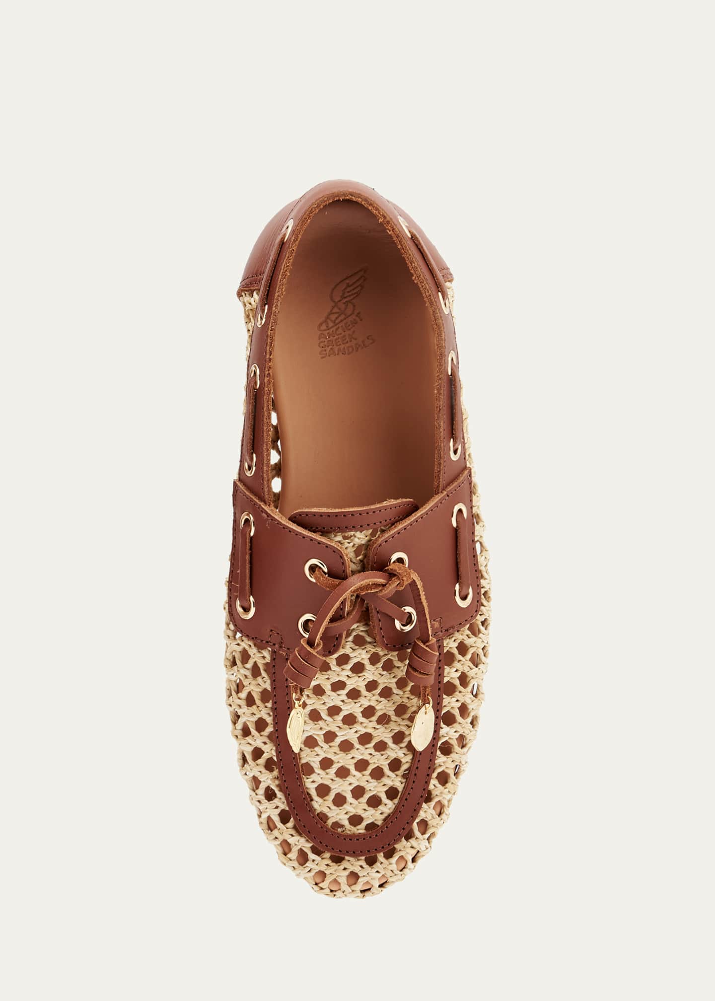 Ancient Greek Sandals Pliaria Raffia and Leather Boat Shoes - Bergdorf ...