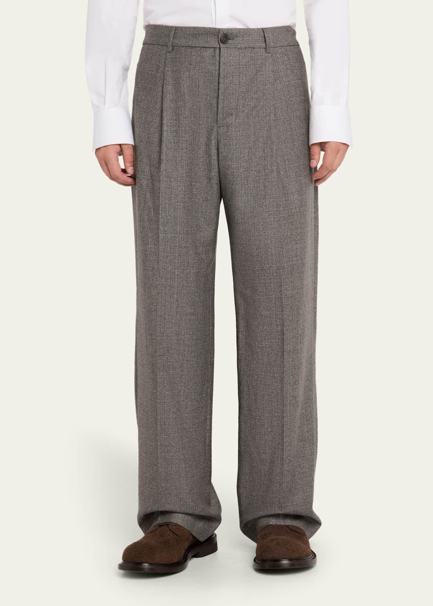 FRAME Men's Wide-Leg Flannel Trousers - Bergdorf Goodman