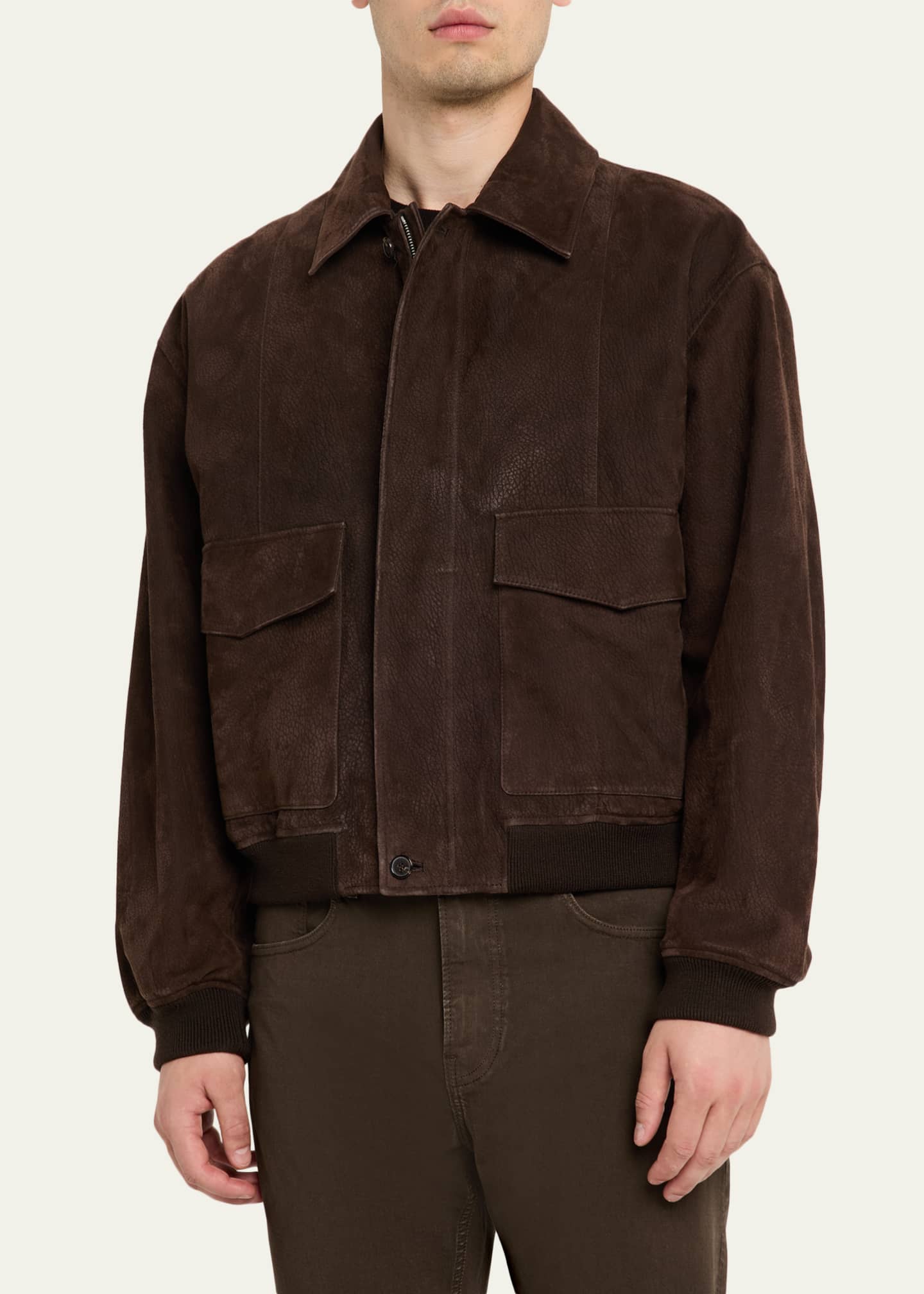 FRAME Men's Brown Leather Retro Jacket - Bergdorf Goodman