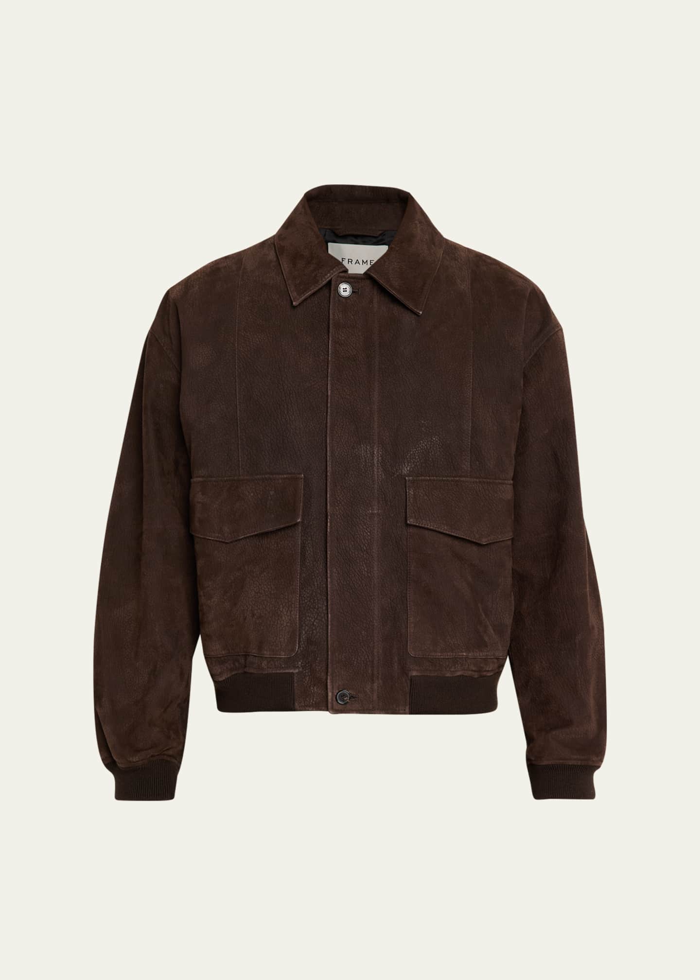 FRAME Men's Brown Leather Retro Jacket - Bergdorf Goodman