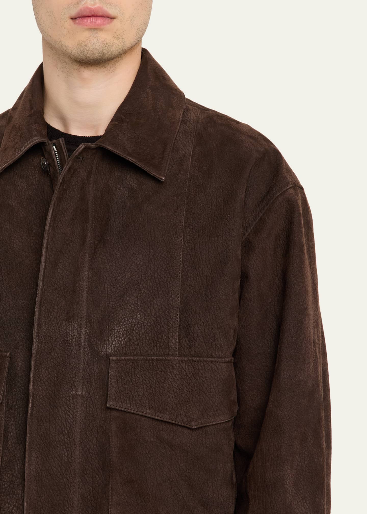 FRAME Men's Brown Leather Retro Jacket - Bergdorf Goodman