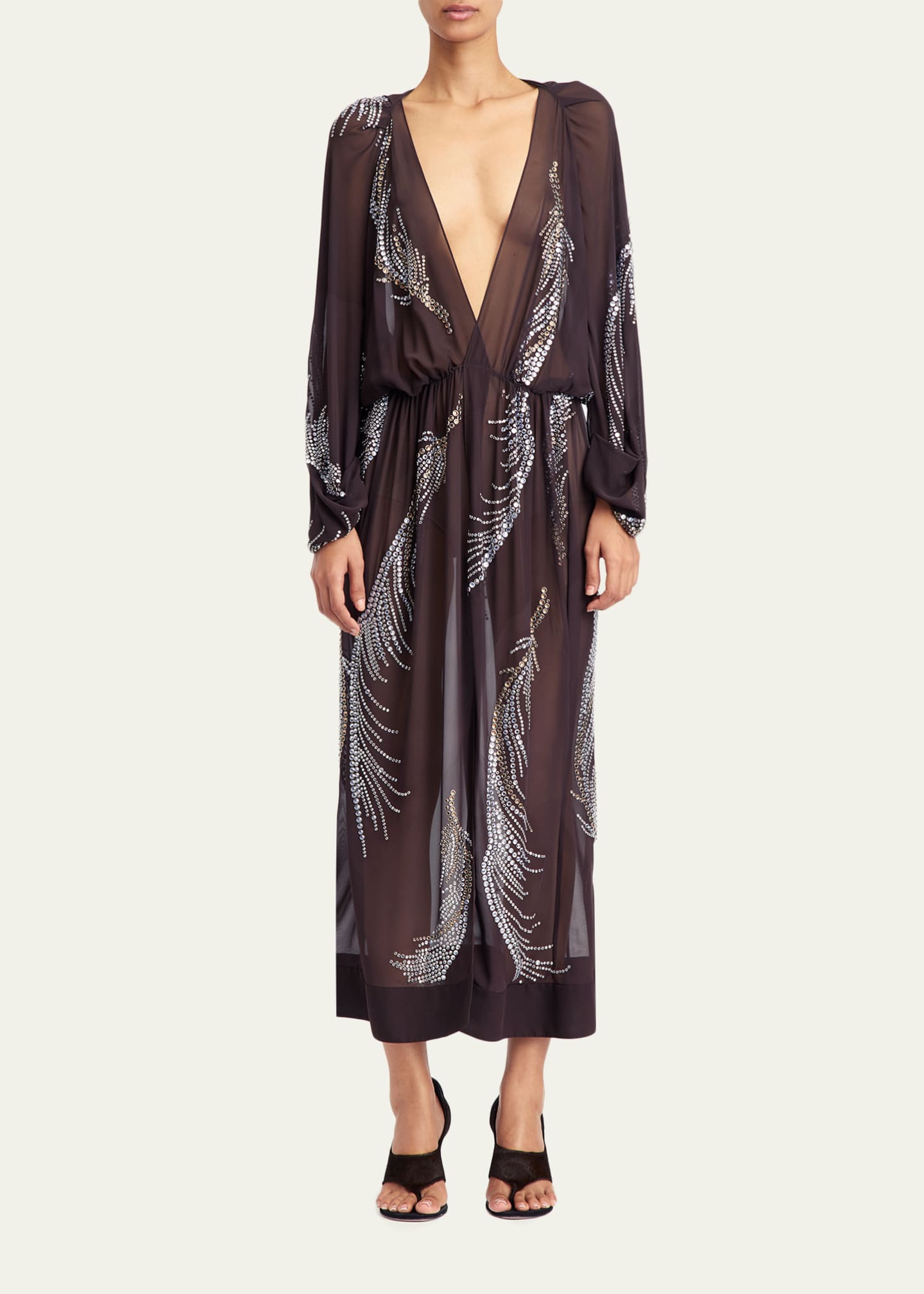 16ARLINGTON Silas Embellished Feather Midi Dress - Bergdorf Goodman