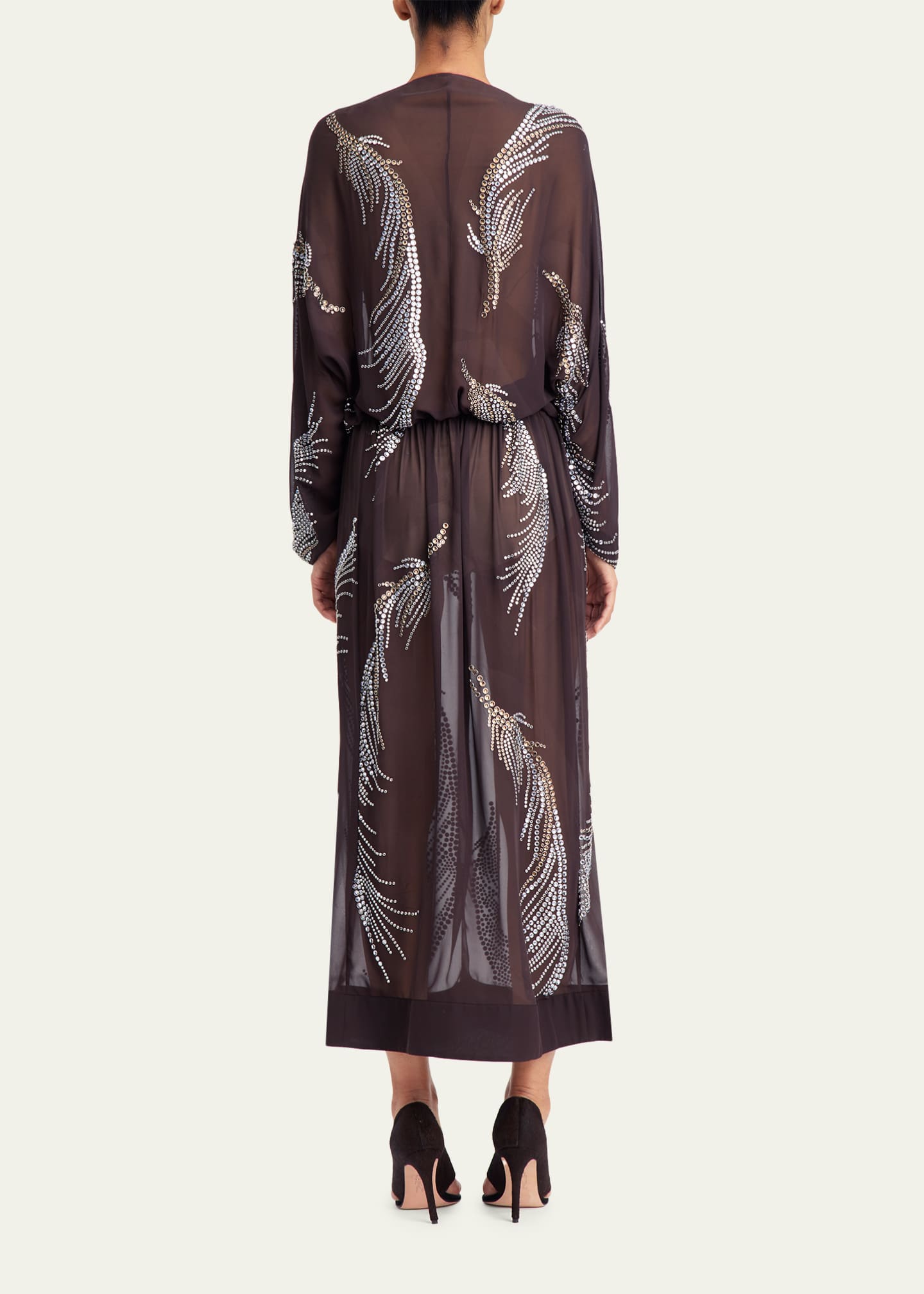 16ARLINGTON Silas Embellished Feather Midi Dress - Bergdorf Goodman