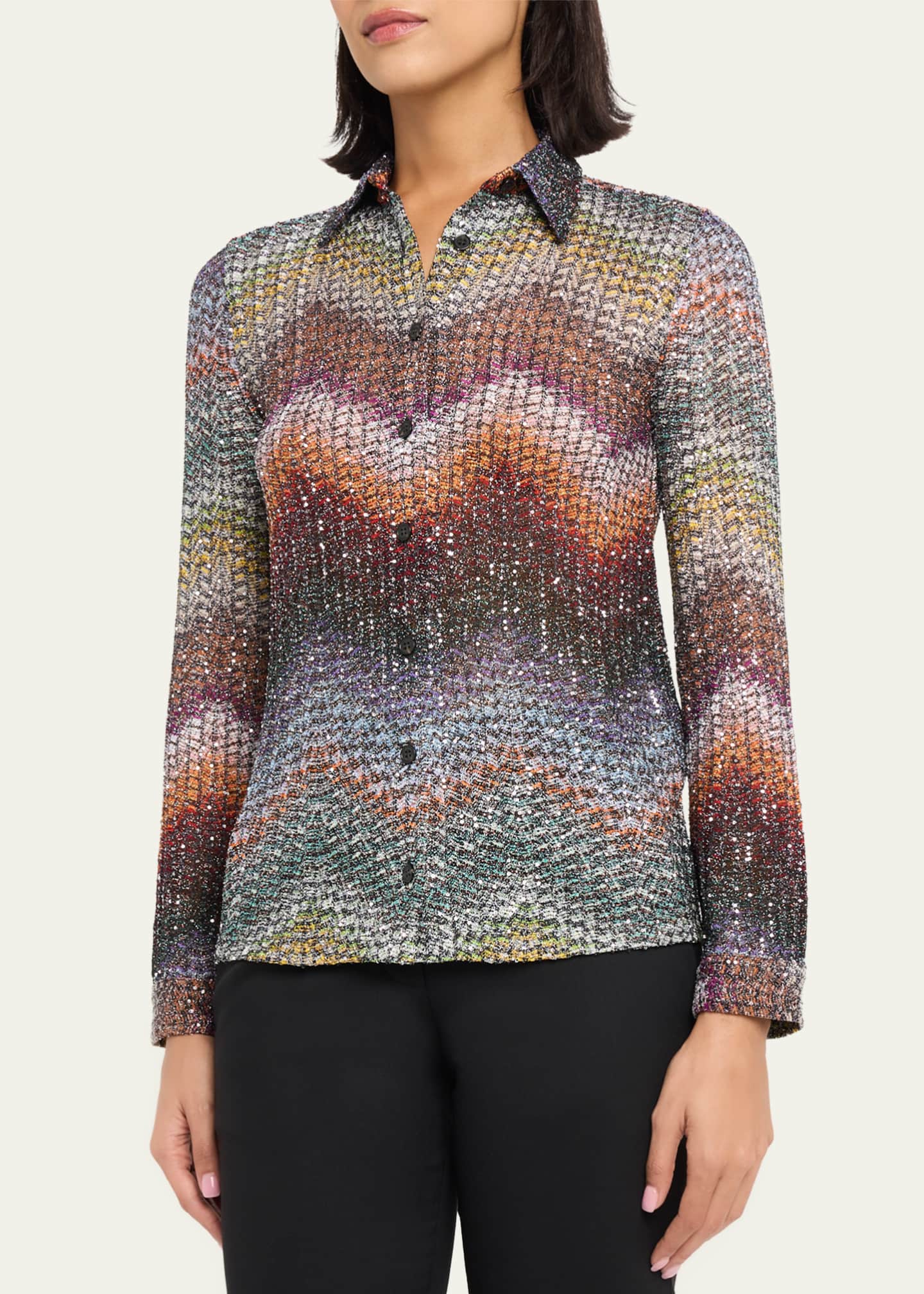 Missoni Sequined Wefted Loom Knit Button-Down Shirt - Bergdorf Goodman