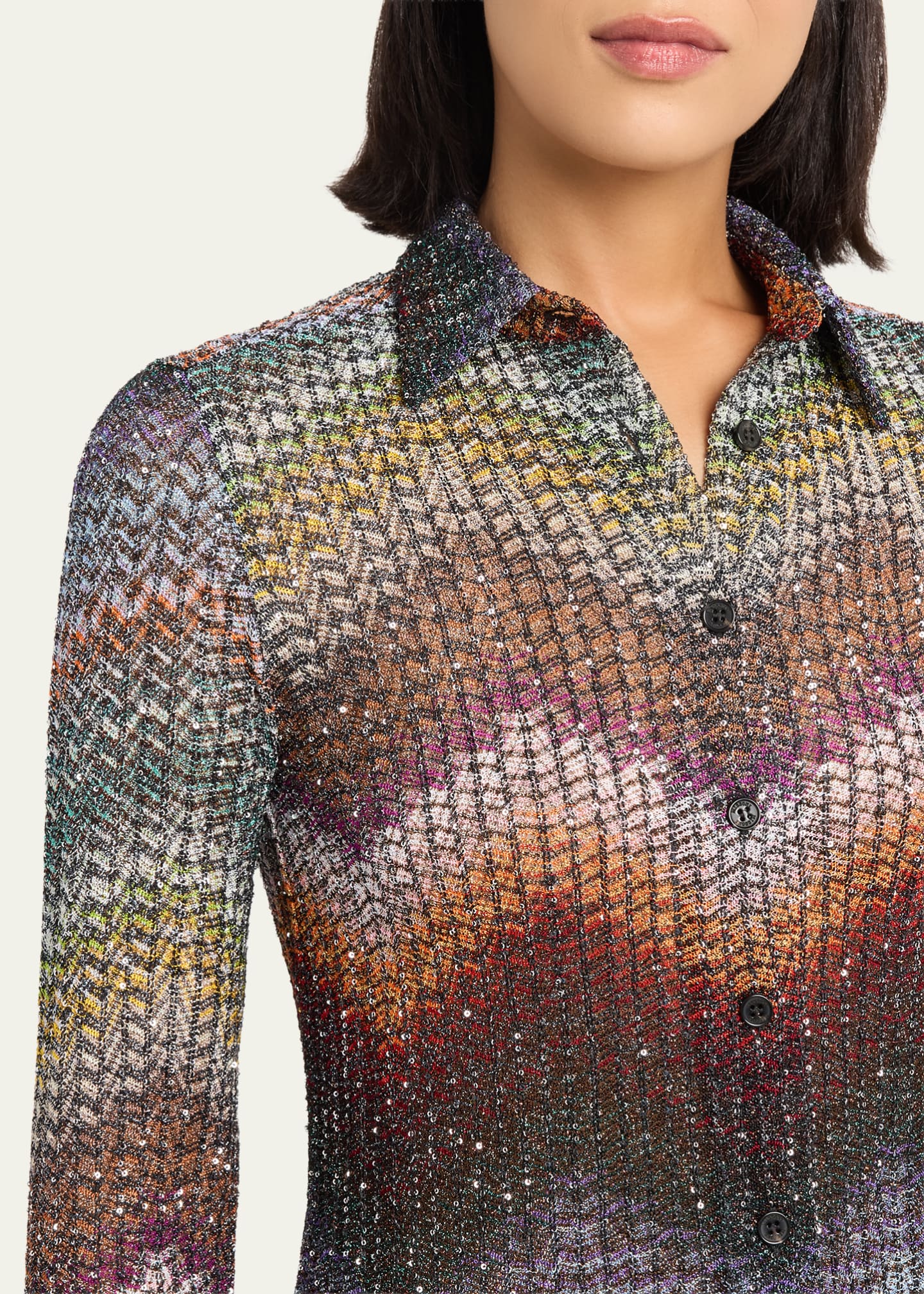 Missoni Sequined Wefted Loom Knit Button-Down Shirt - Bergdorf Goodman