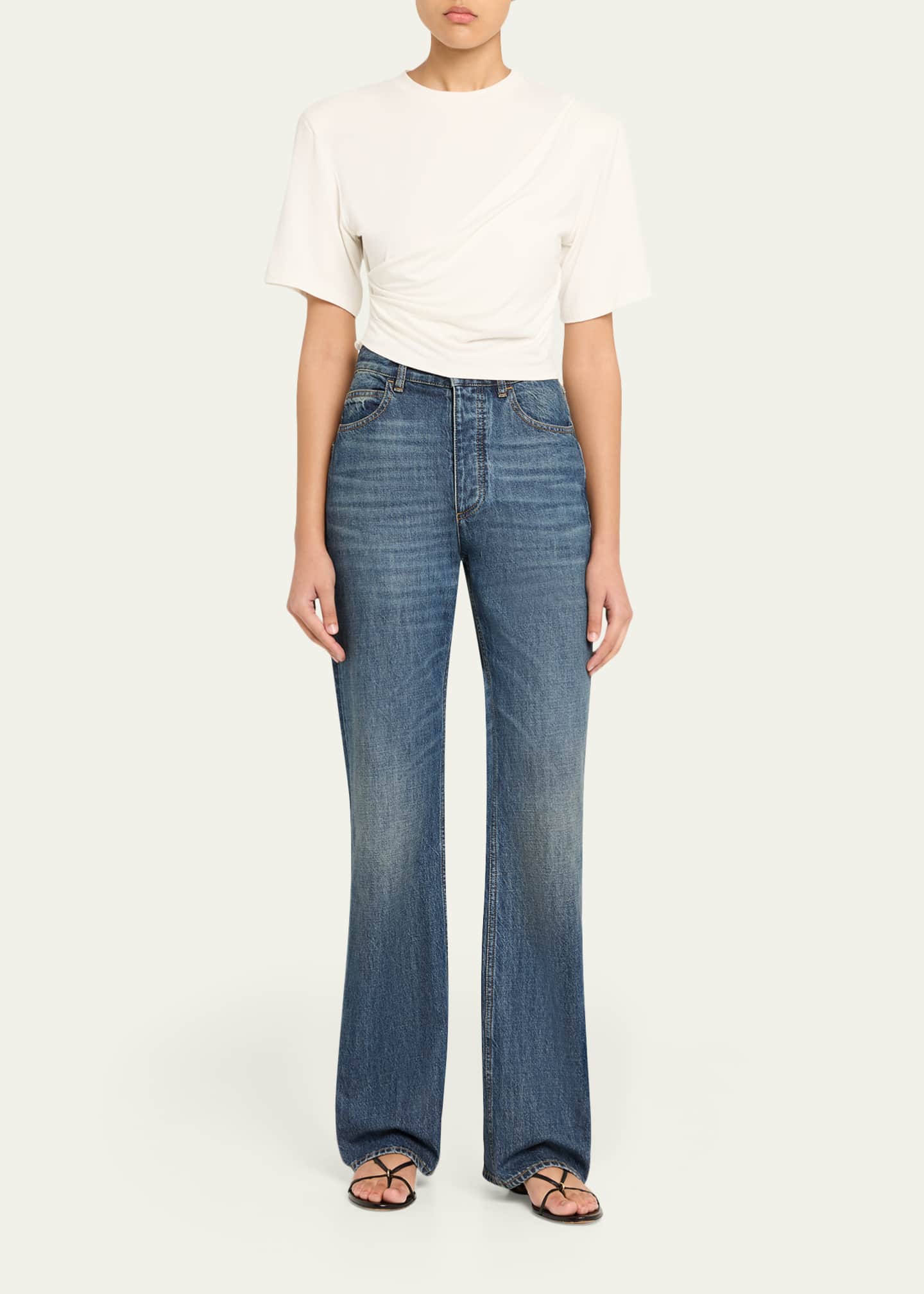 SIMKHAI Rowley Gathered Short-Sleeve Tee - Bergdorf Goodman