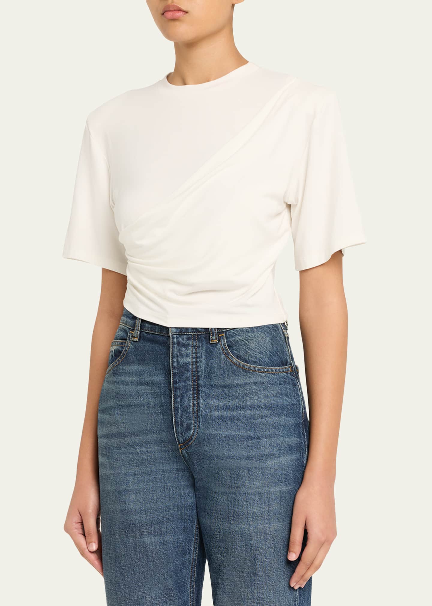SIMKHAI Rowley Gathered Short-Sleeve Tee - Bergdorf Goodman