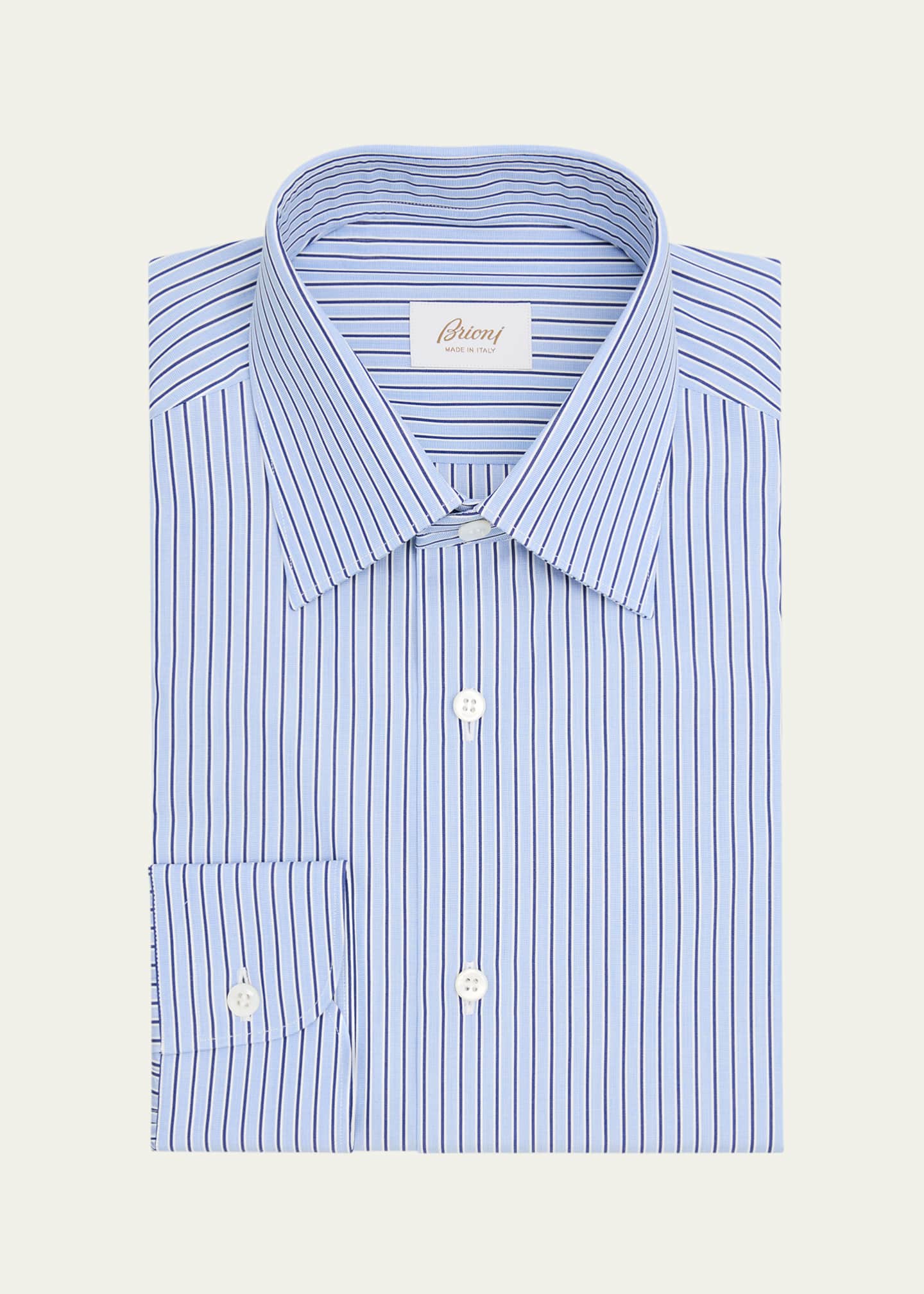 Brioni Men's Cotton Pinstripe Point Collar Dress Shirt - Bergdorf Goodman