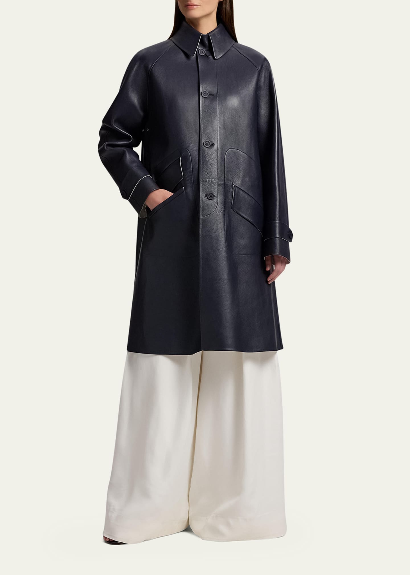 Ralph Lauren Collection Ottis Lambskin Balmacaan Coat - Bergdorf Goodman