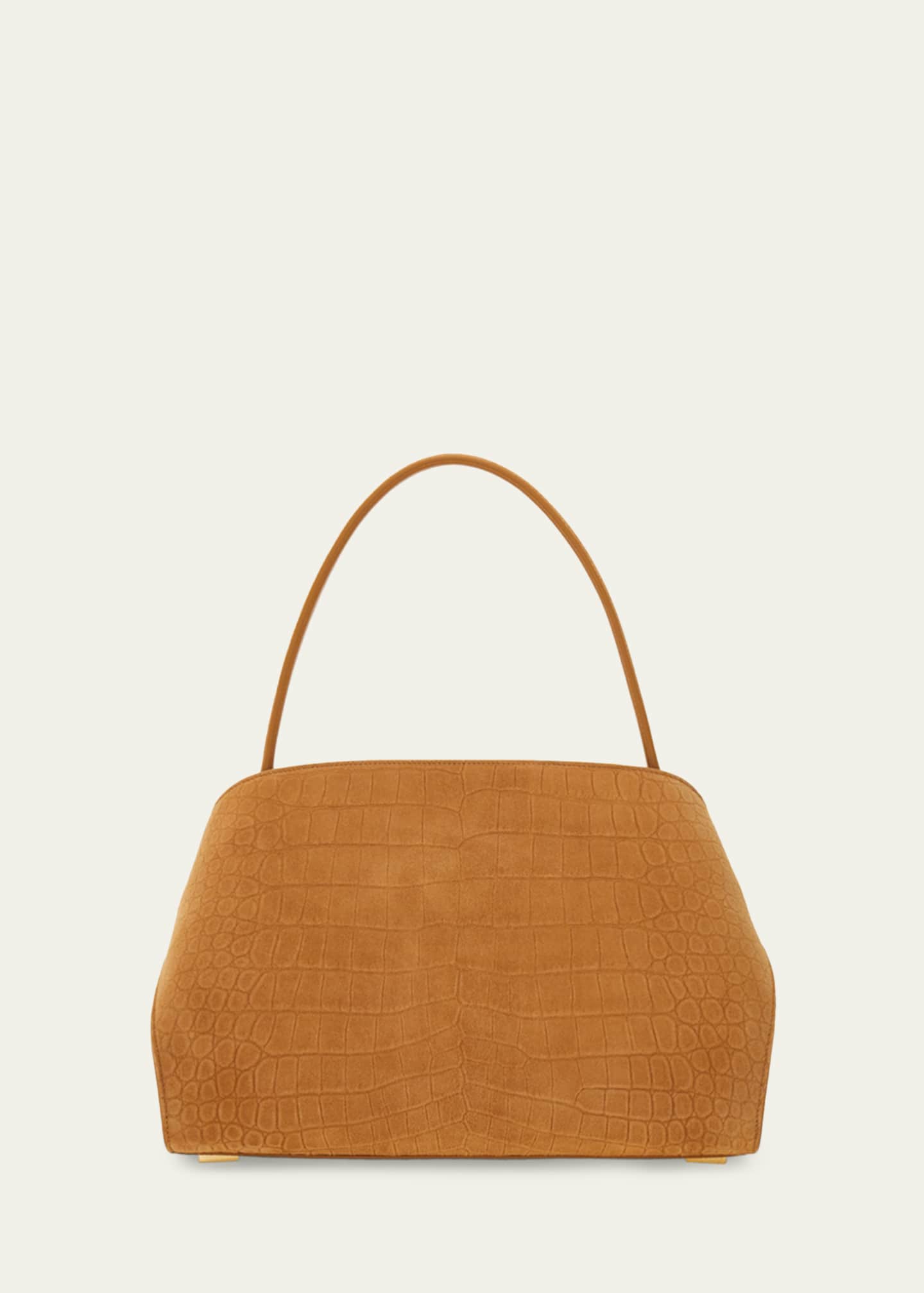 Ferragamo Hug Croc-Embossed Suede Shoulder Bag - Bergdorf Goodman